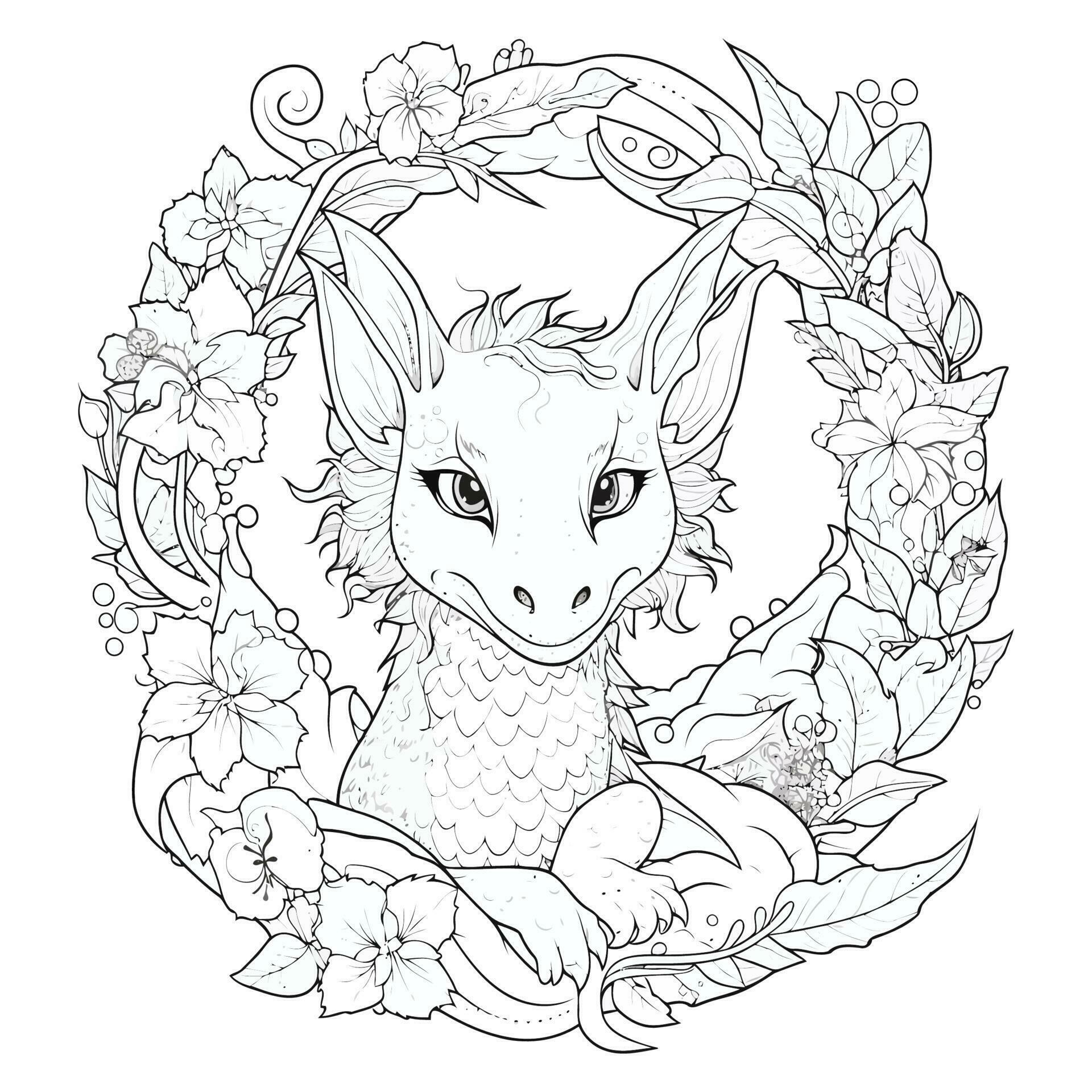 Cute Dragon Coloring Book Pages 23781478 Vector Art at Vecteezy