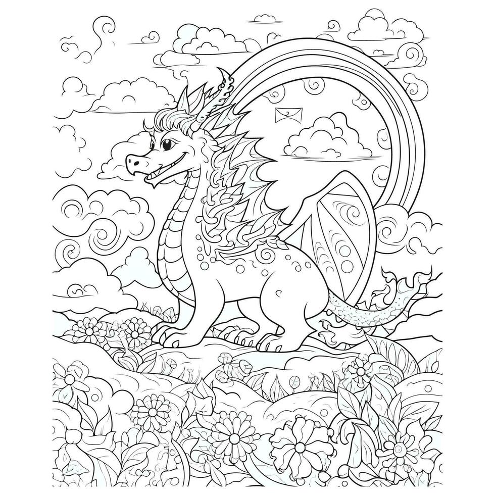 Cute Dragon Coloring Book Pages 23781484 Vector Art at Vecteezy