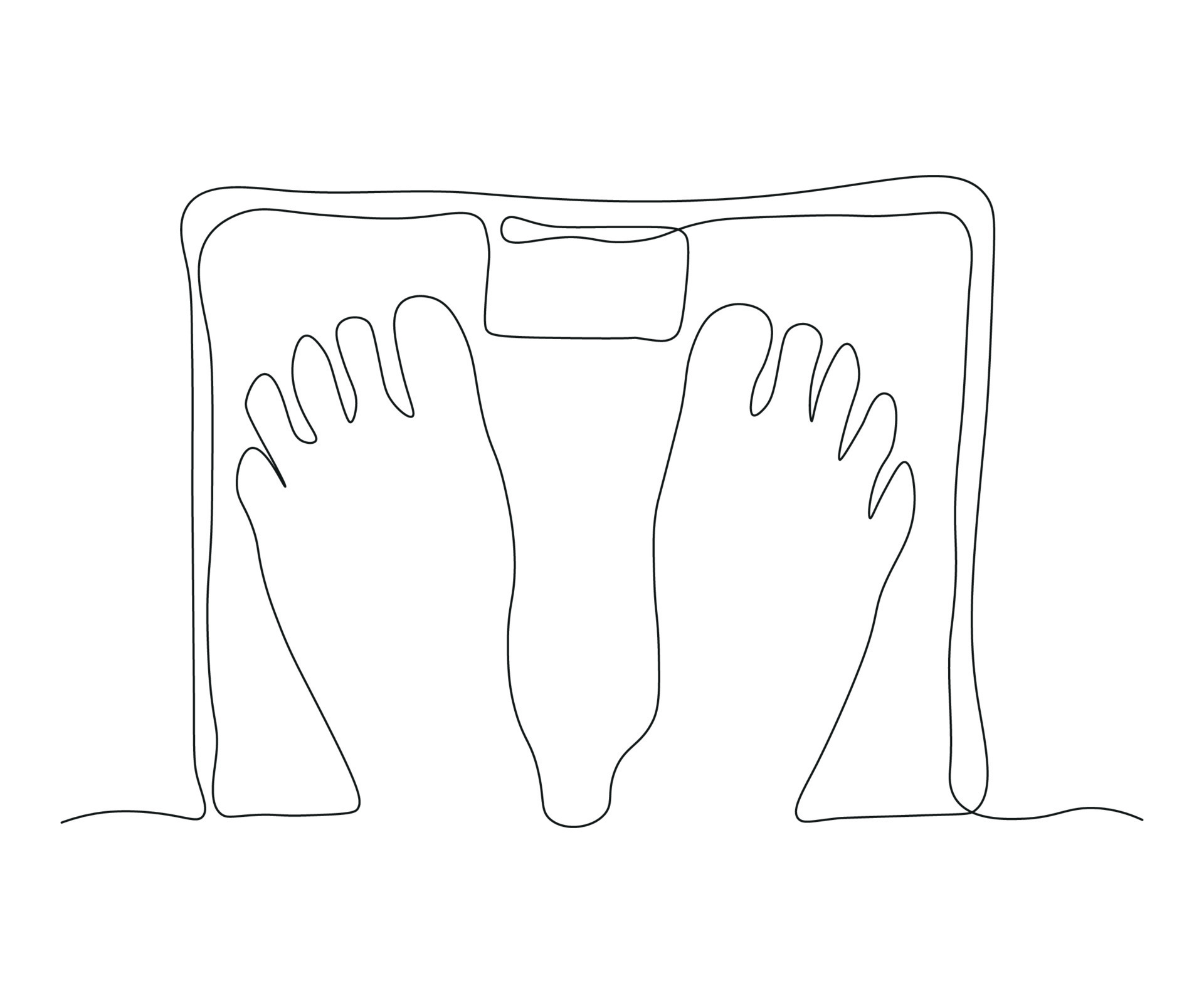 Abstract Feet Stand On Floor Scales Weighing Continuous One Line Drawing 23783975 Vector Art At