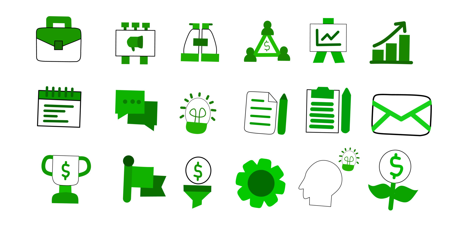 creative business related financial management icon set. Innovation ...