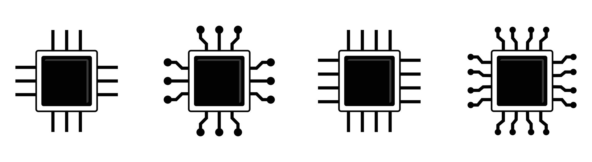 processor chip icon set microprocessor 23784461 Vector Art at Vecteezy