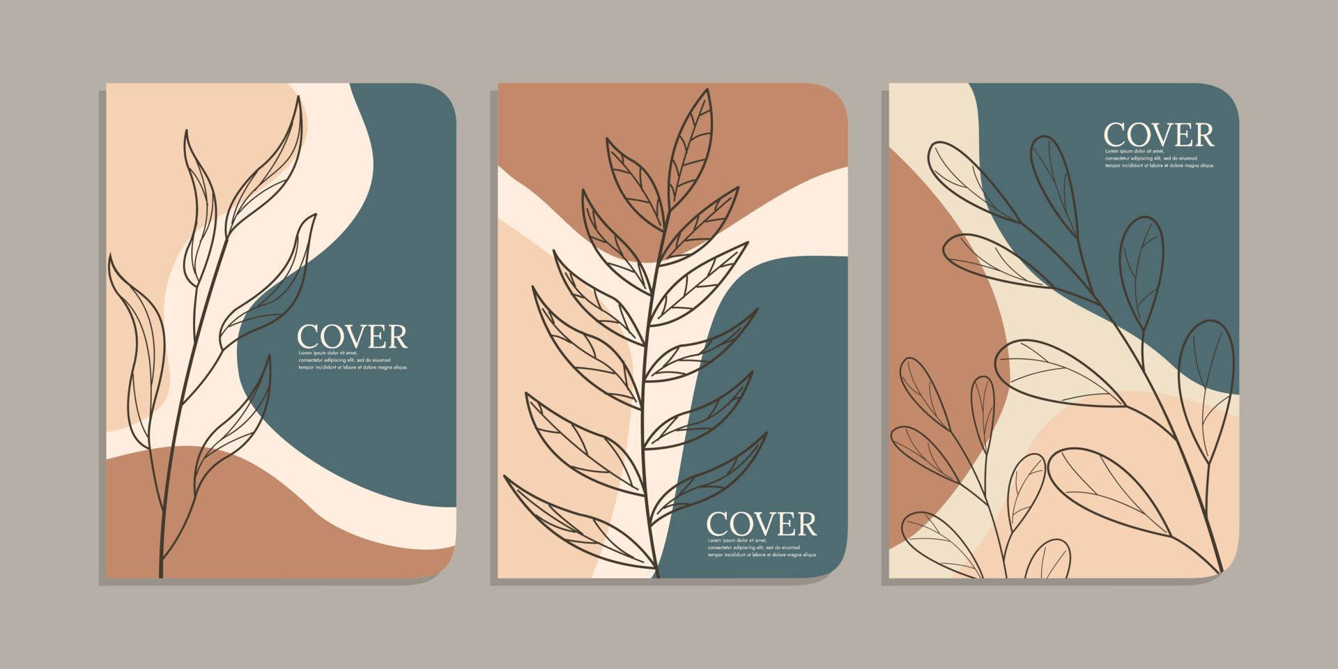 set of notebook cover designs with hand drawn floral decorations ...
