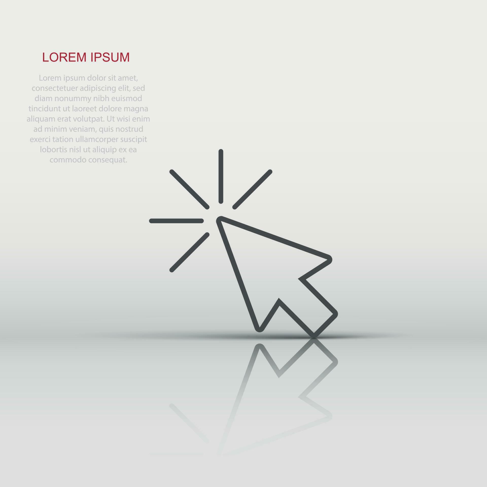 Computer mouse cursor icon in flat style. Arrow cursor vector illustration on white isolated ...