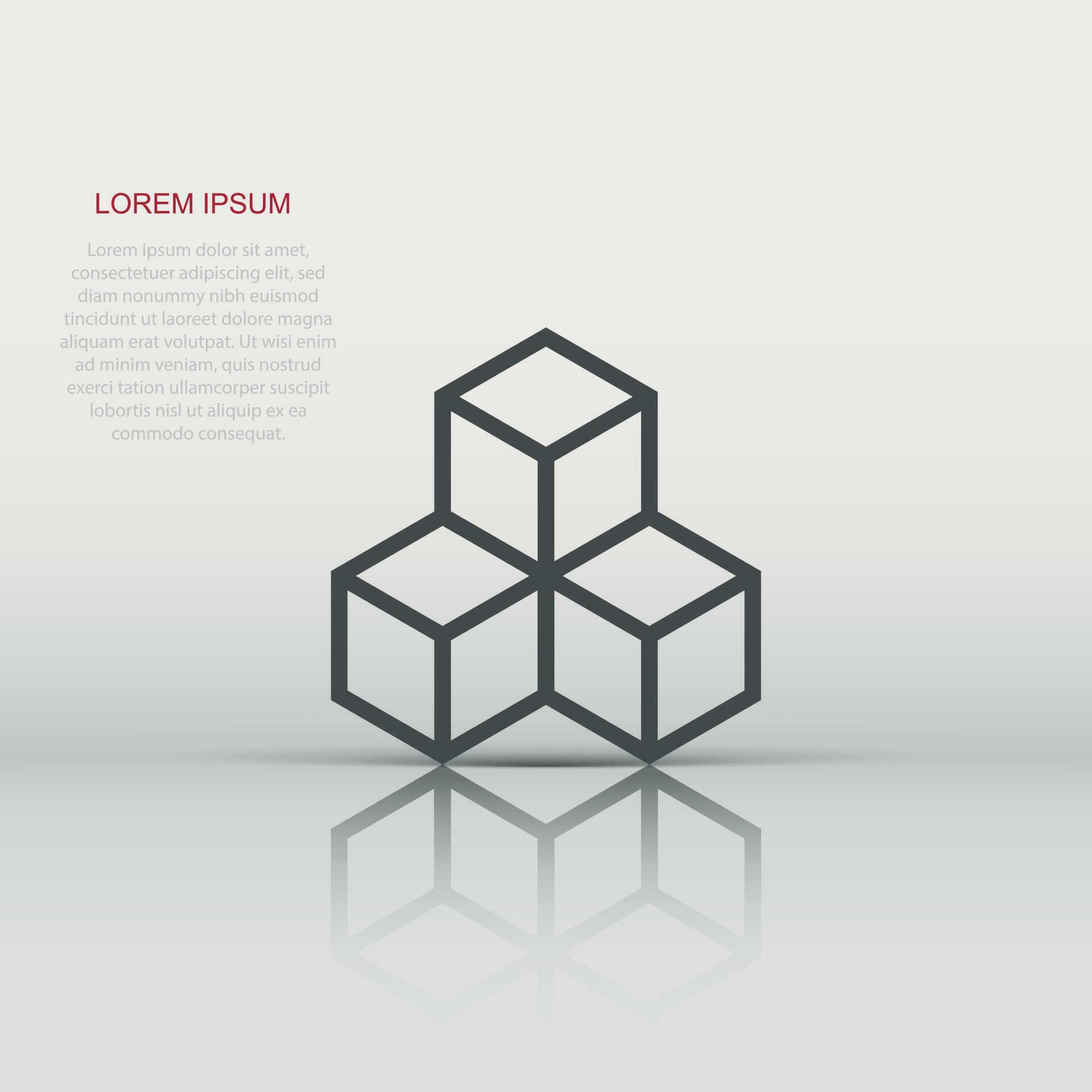 Blockchain Technology Vector Icon In Flat Style Cryptography Cube Block Illustration