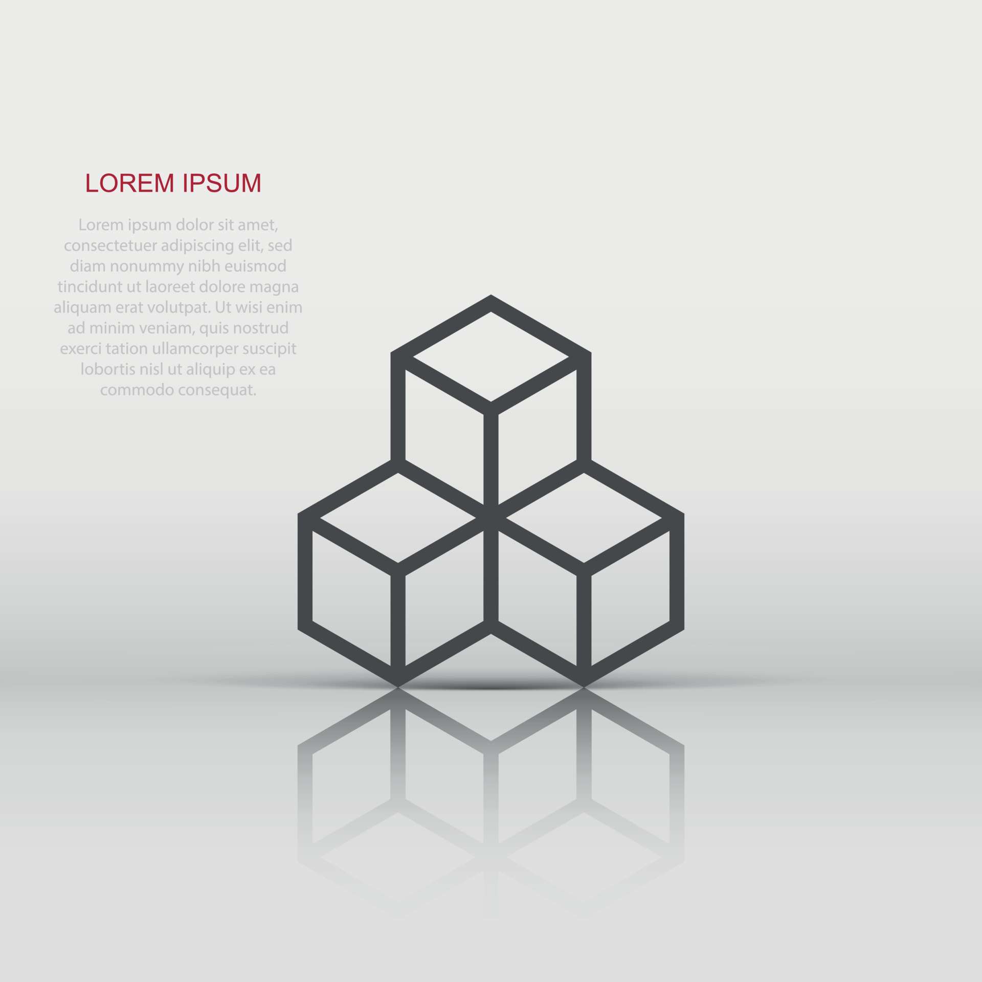 Blockchain Technology Vector Icon In Flat Style Cryptography Cube Block Illustration