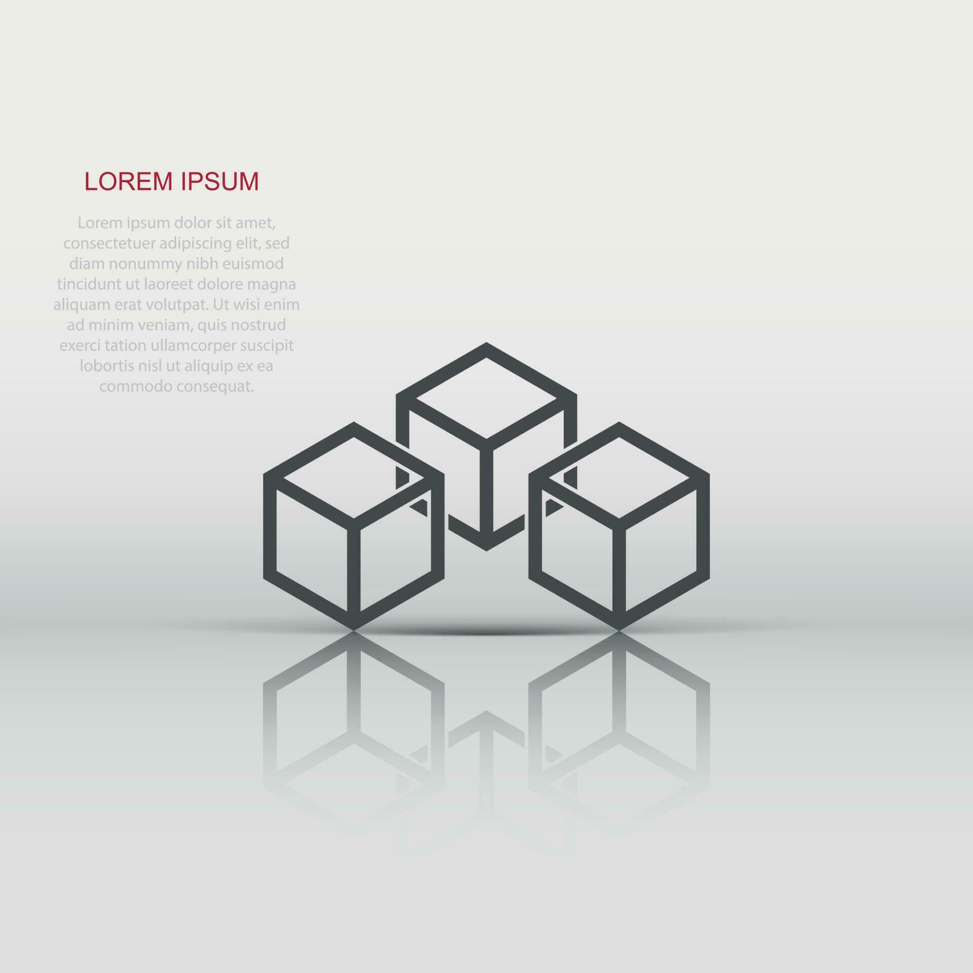 Blockchain Technology Vector Icon In Flat Style Cryptography Cube Block Illustration