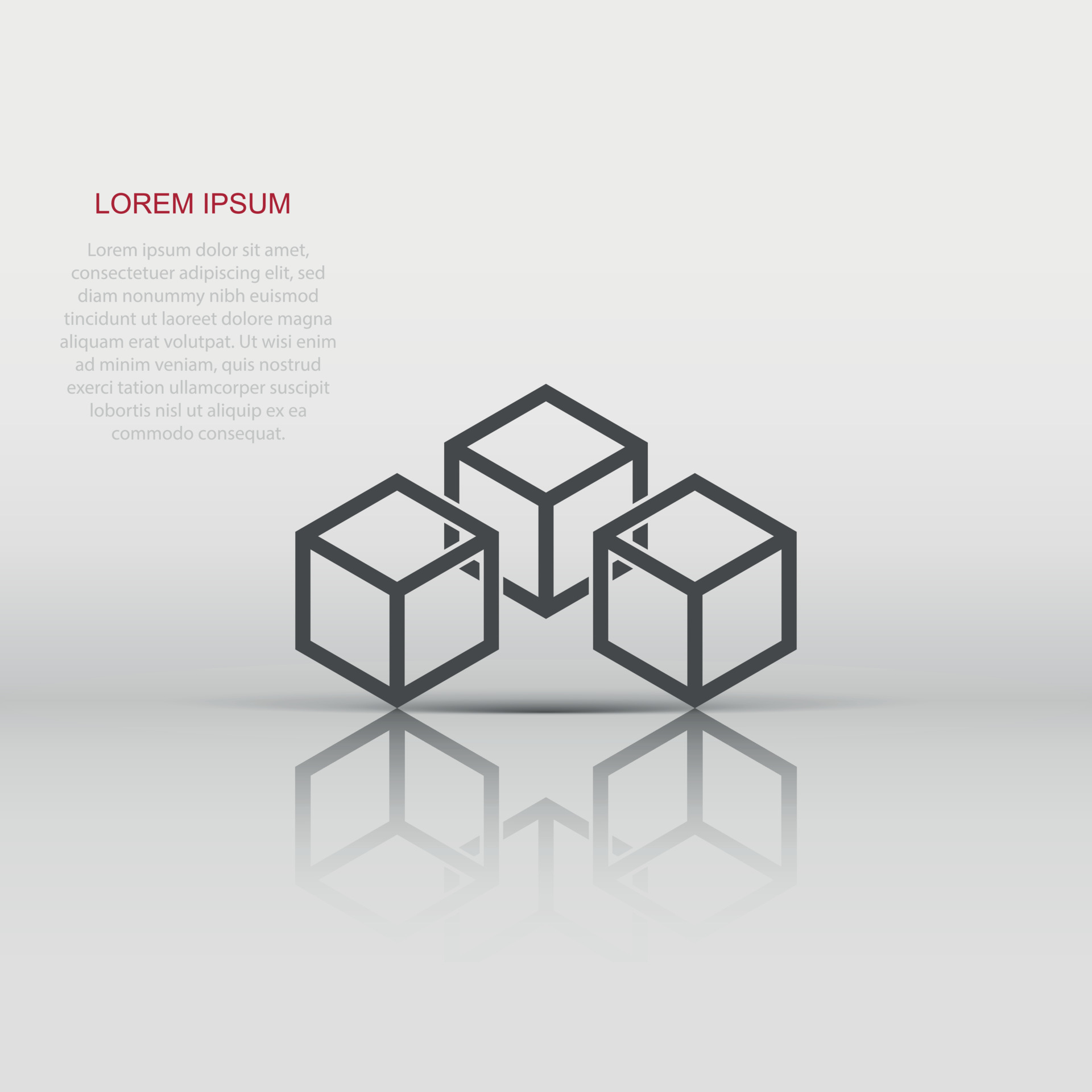 Blockchain Technology Vector Icon In Flat Style Cryptography Cube