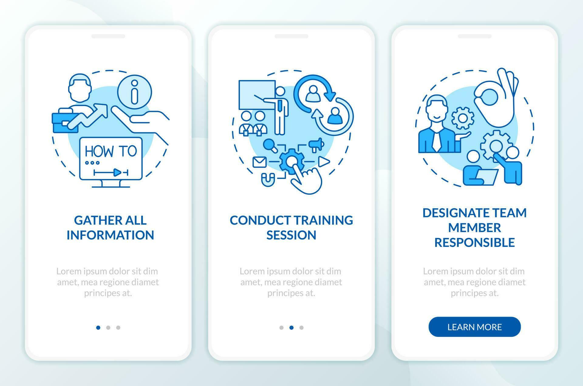 Adjusting Business App Tips Blue Onboarding Mobile App Screen Walkthrough 3 Steps Editable
