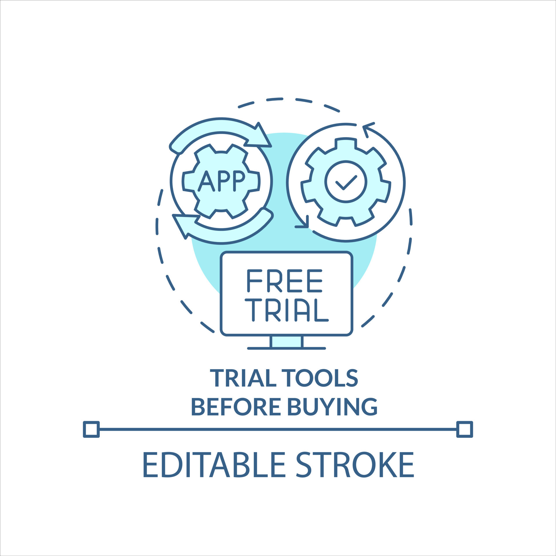 Trial Tools Before Buy Turquoise Concept Icon Demo Version Testing Software Abstract Idea Thin