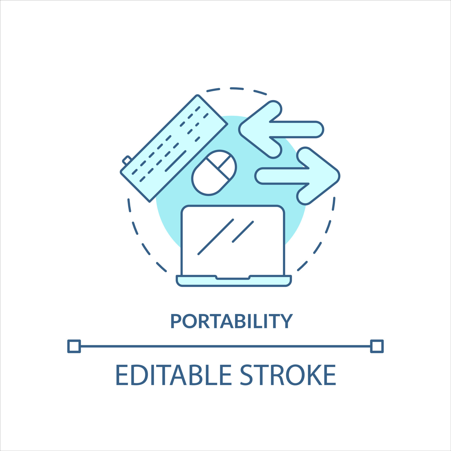 Portability Turquoise Concept Icon Business Equipment Easy To Move Abstract Idea Thin Line
