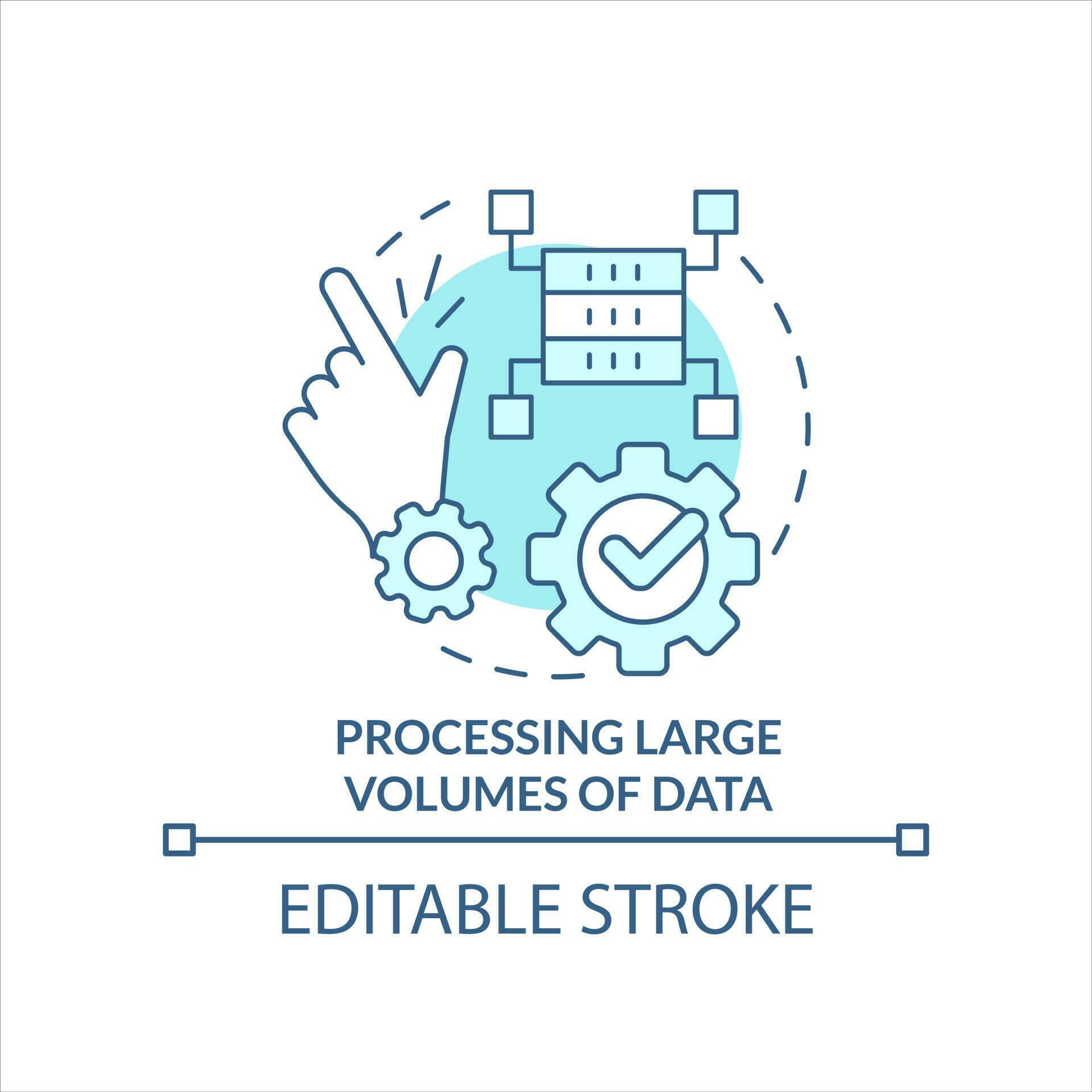 Processing Large Volumes Of Data Turquoise Concept Icon Business Tools