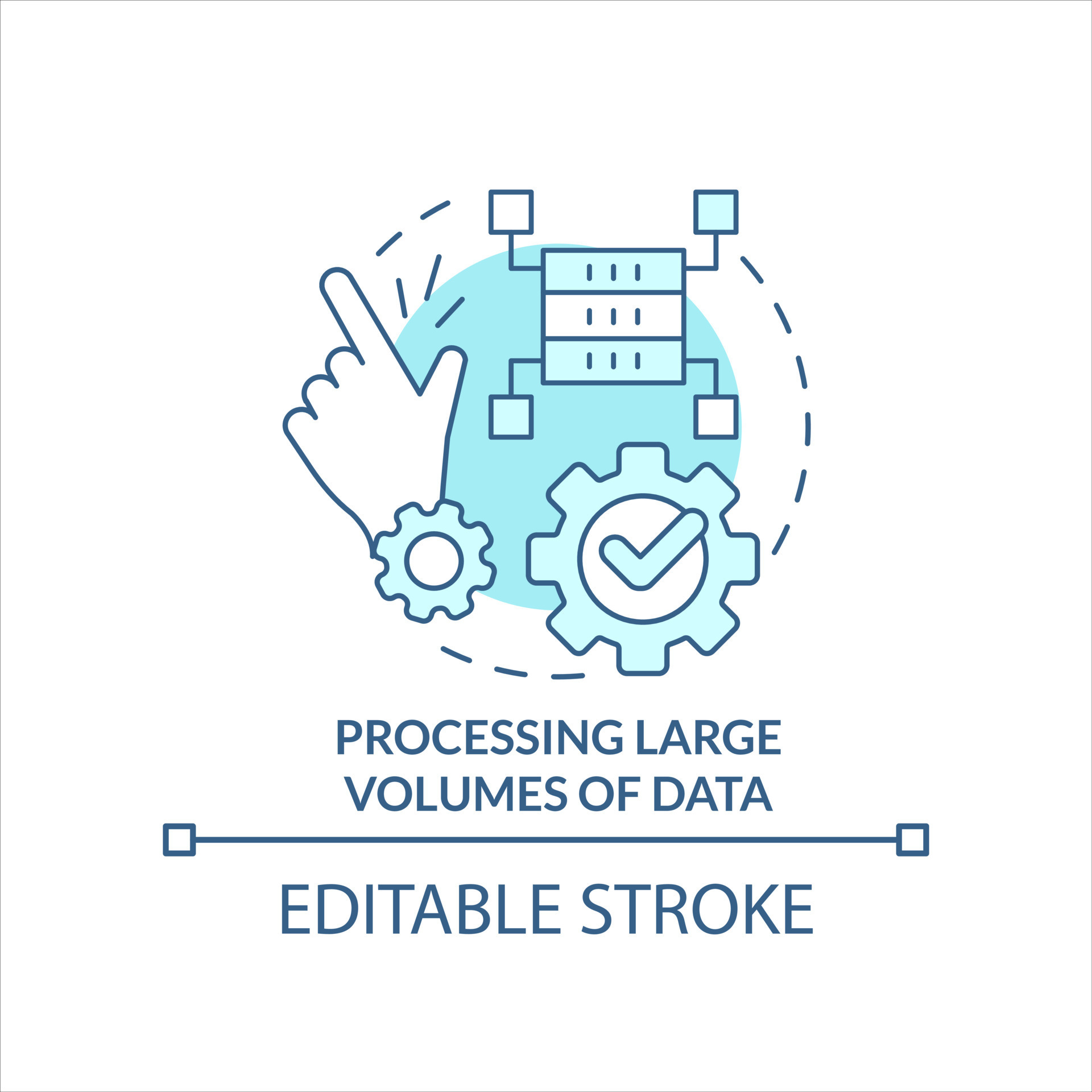 Processing Large Volumes Of Data Turquoise Concept Icon Business Tools