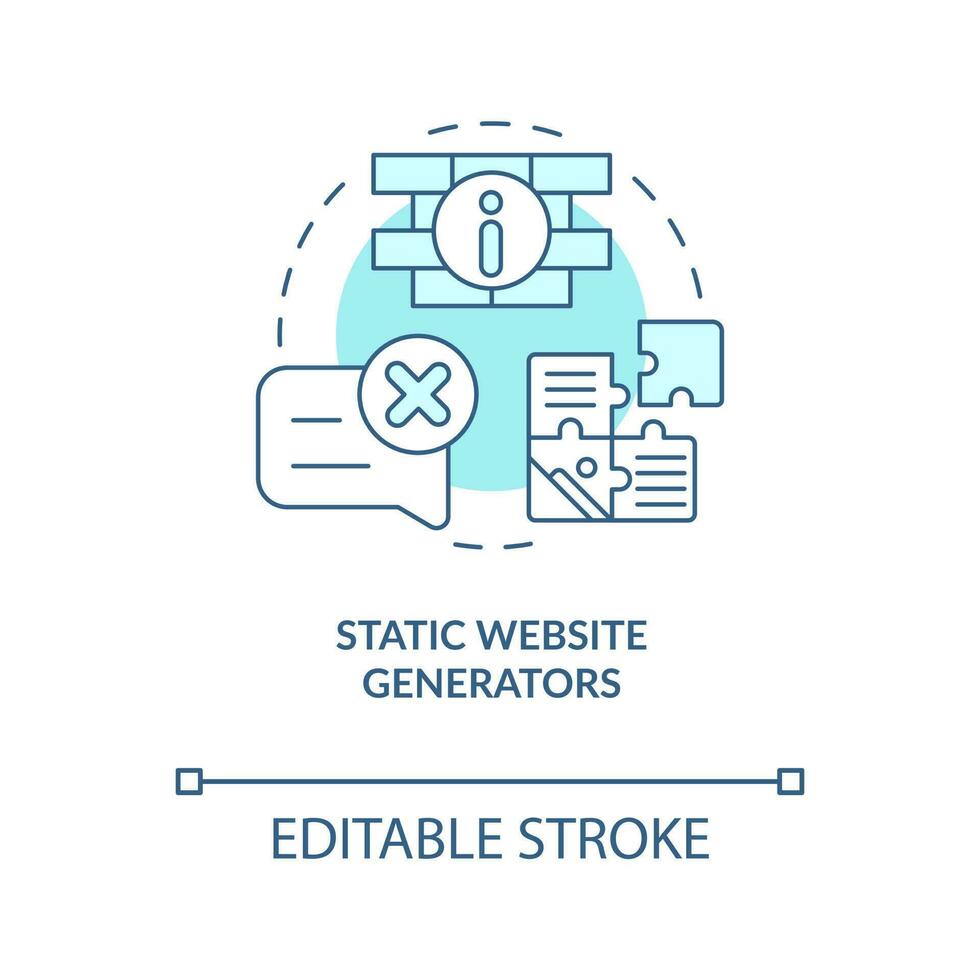 Static website generators turquoise concept icon. Web industry ...