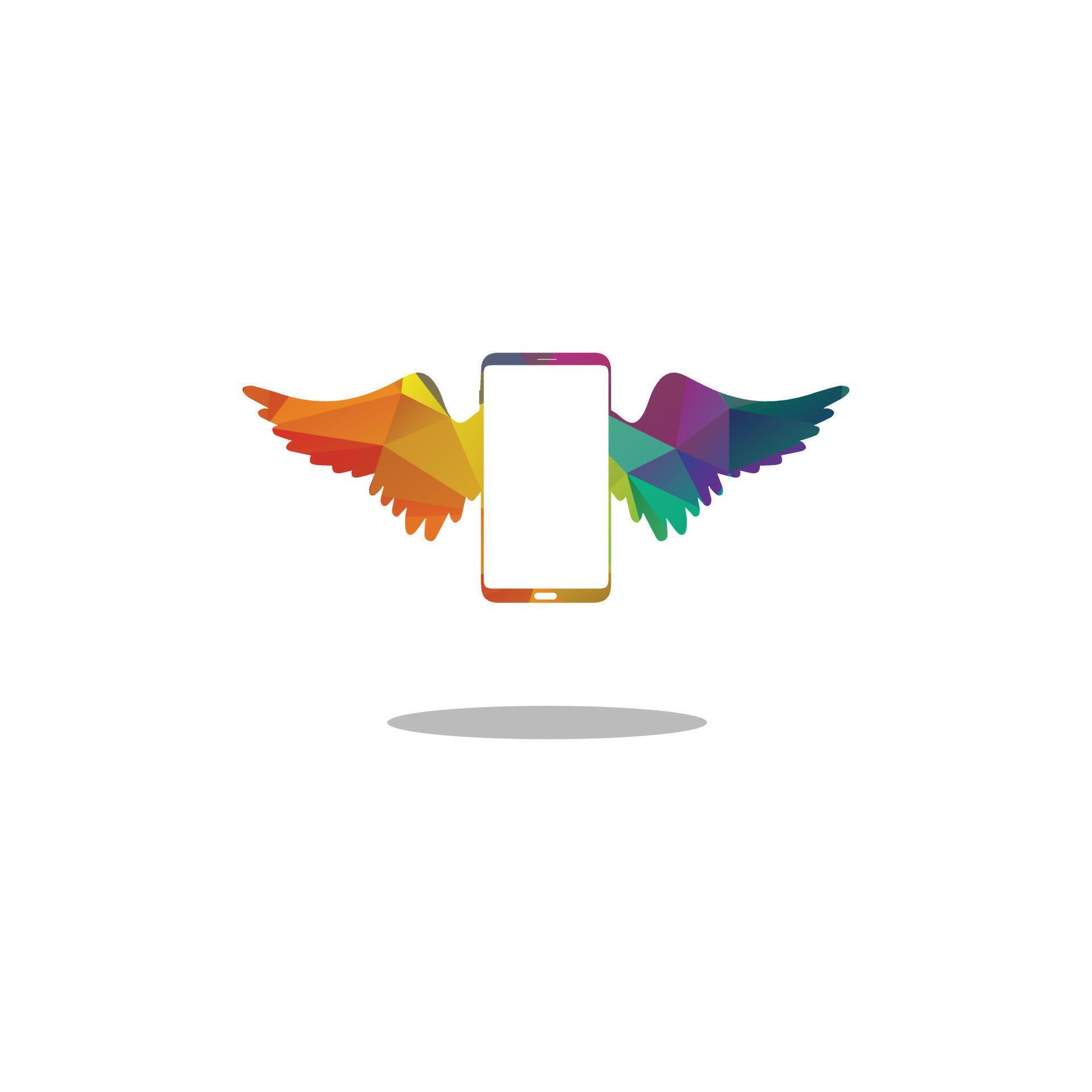 Smart phone logo design. mobile vector illustration with angels wings ... Smart phone logo design. mobile vector illustration with angels wings ...