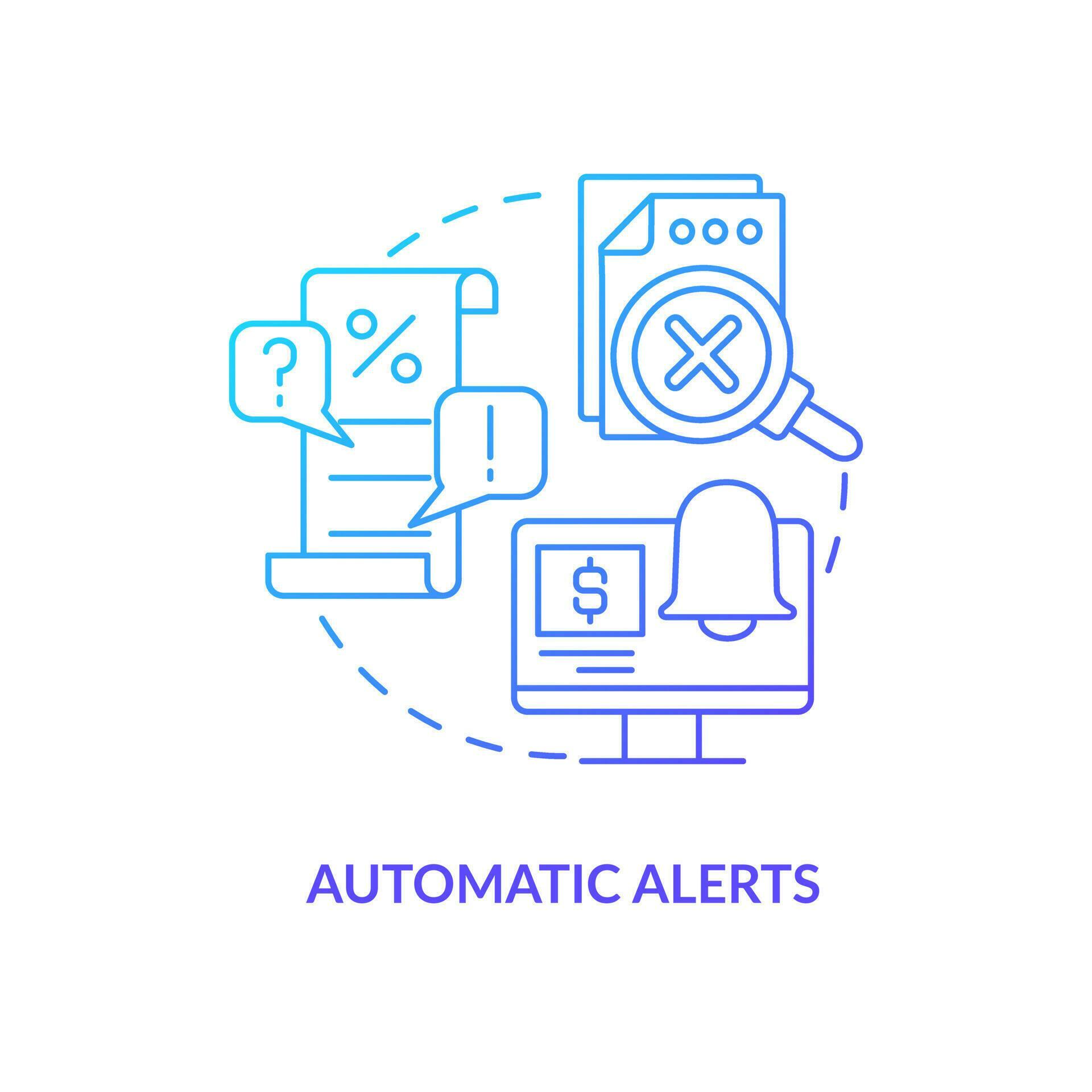 Automatic Alerts Blue Gradient Concept Icon User Notifications Payroll Processing Software