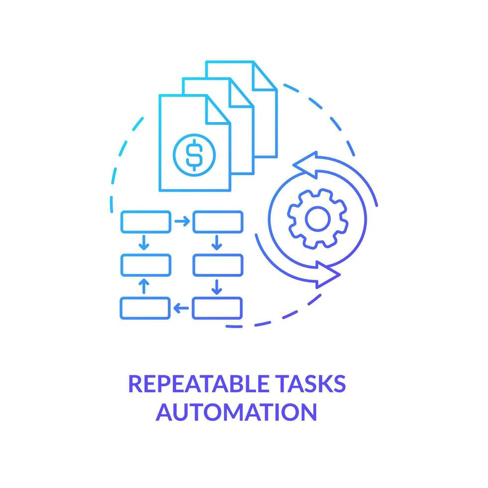Repeatable tasks automation blue gradient concept icon. Payroll ... Repeatable tasks automation blue gradient concept icon. Payroll ...