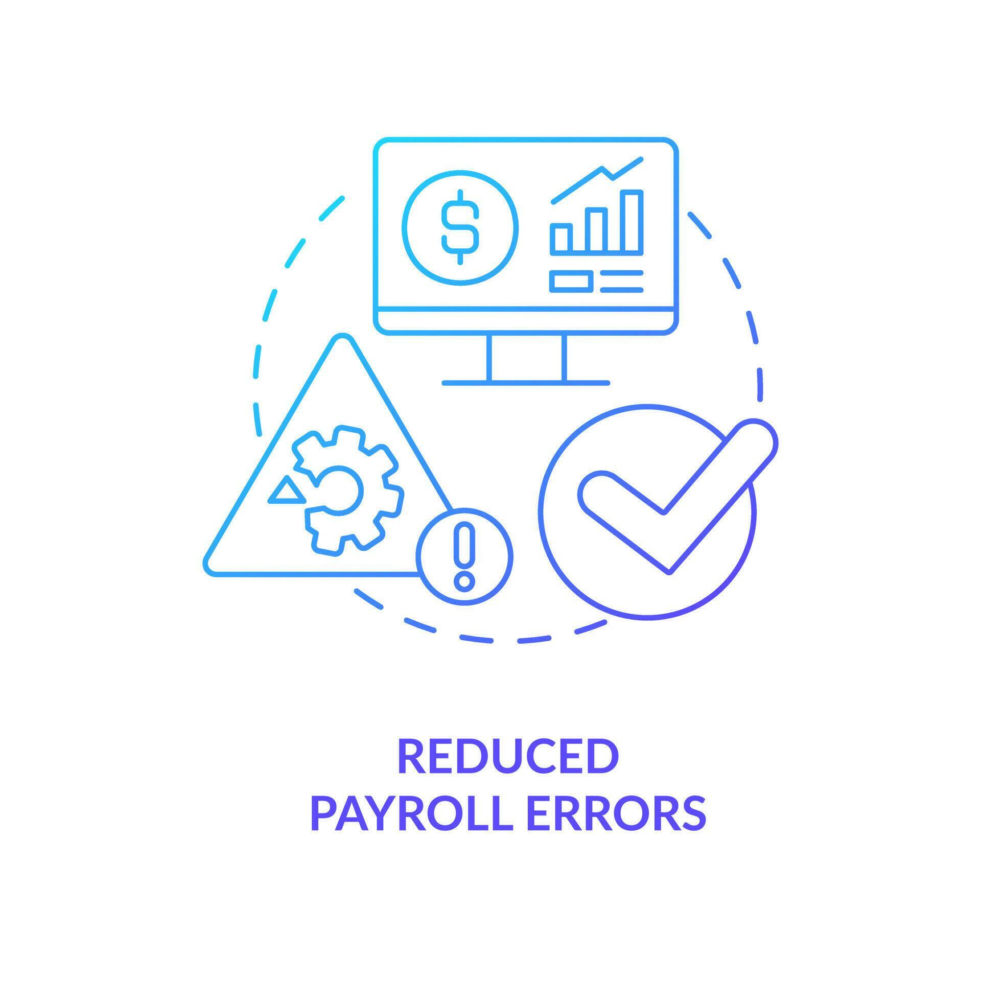 Reduced payroll errors blue gradient concept icon. Accurate calculation. Payment regulation ...