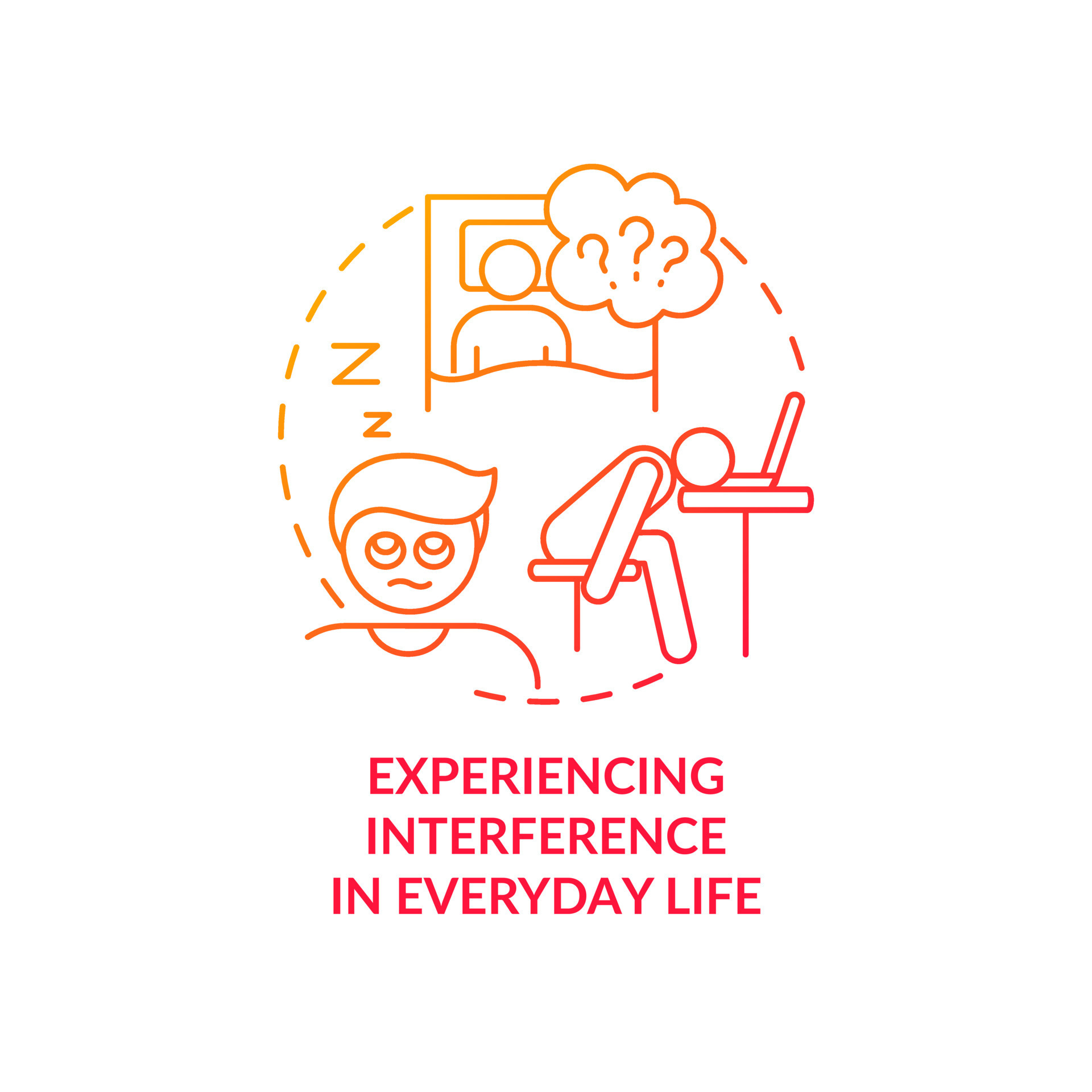 Interference In Everyday Life Red Gradient Concept Icon Content Anxiety Negative Impact Of