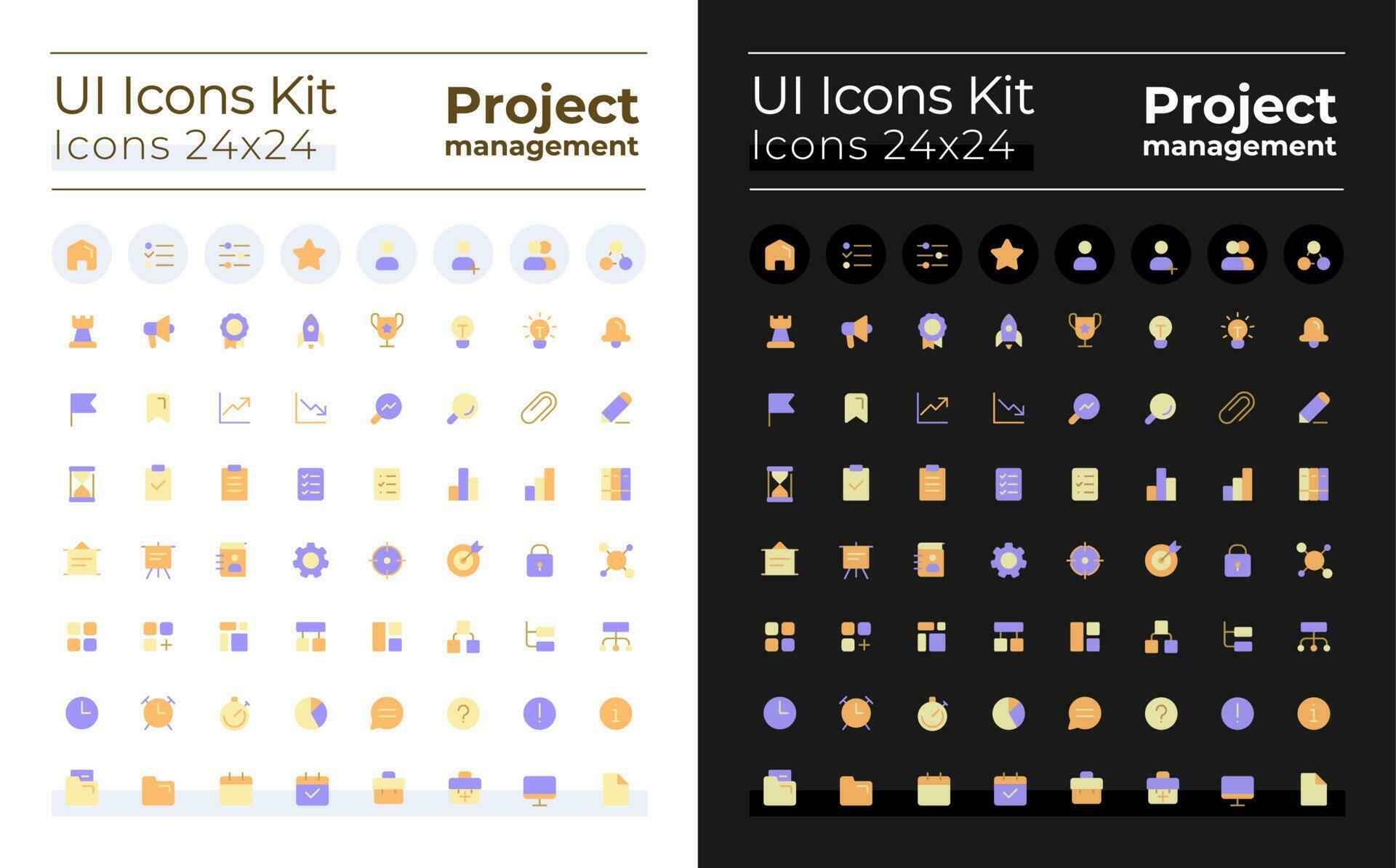 Project Management Pixel Perfect Flat Gradient Color Ui Icons Kit For