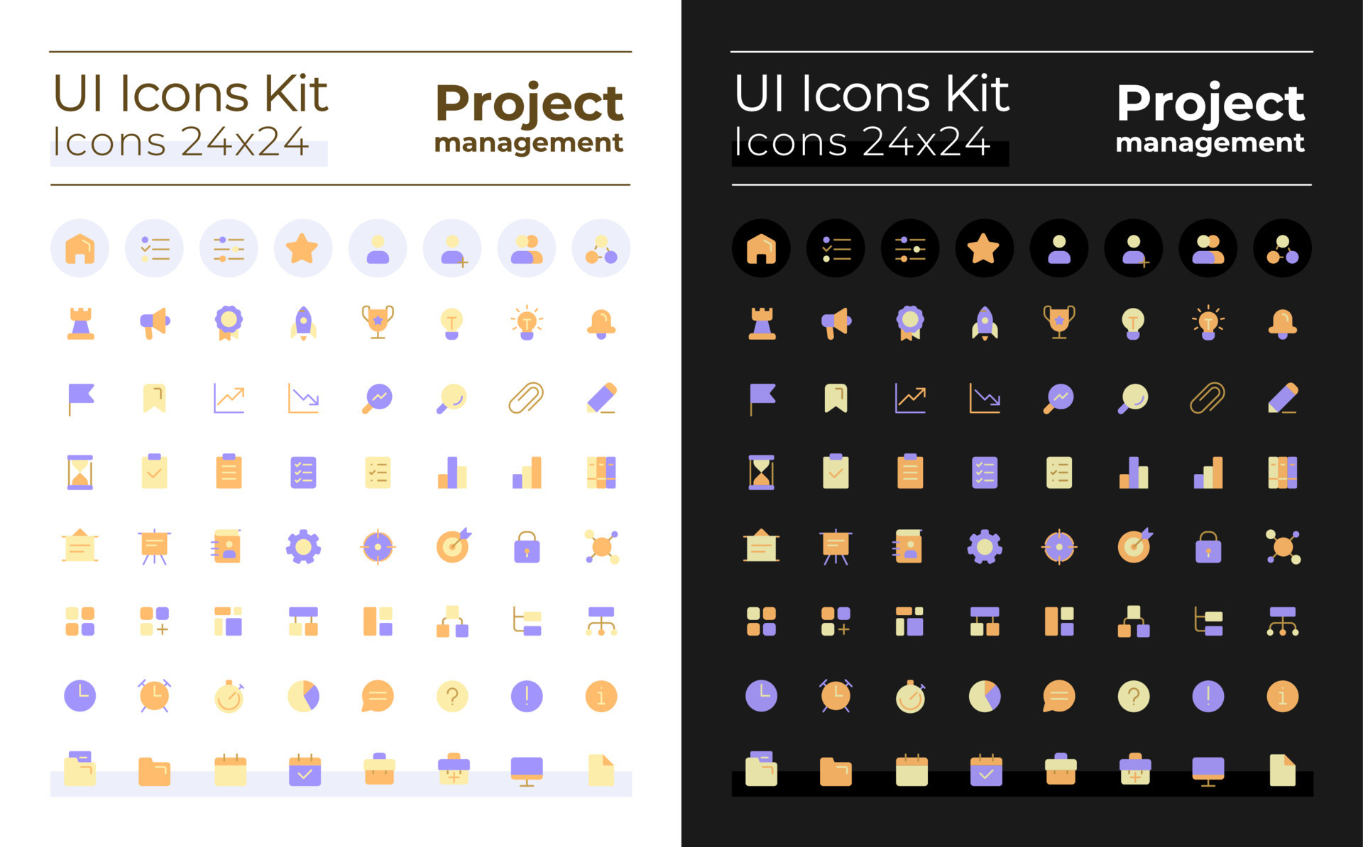 Project Management Pixel Perfect Flat Gradient Color Ui Icons Kit For