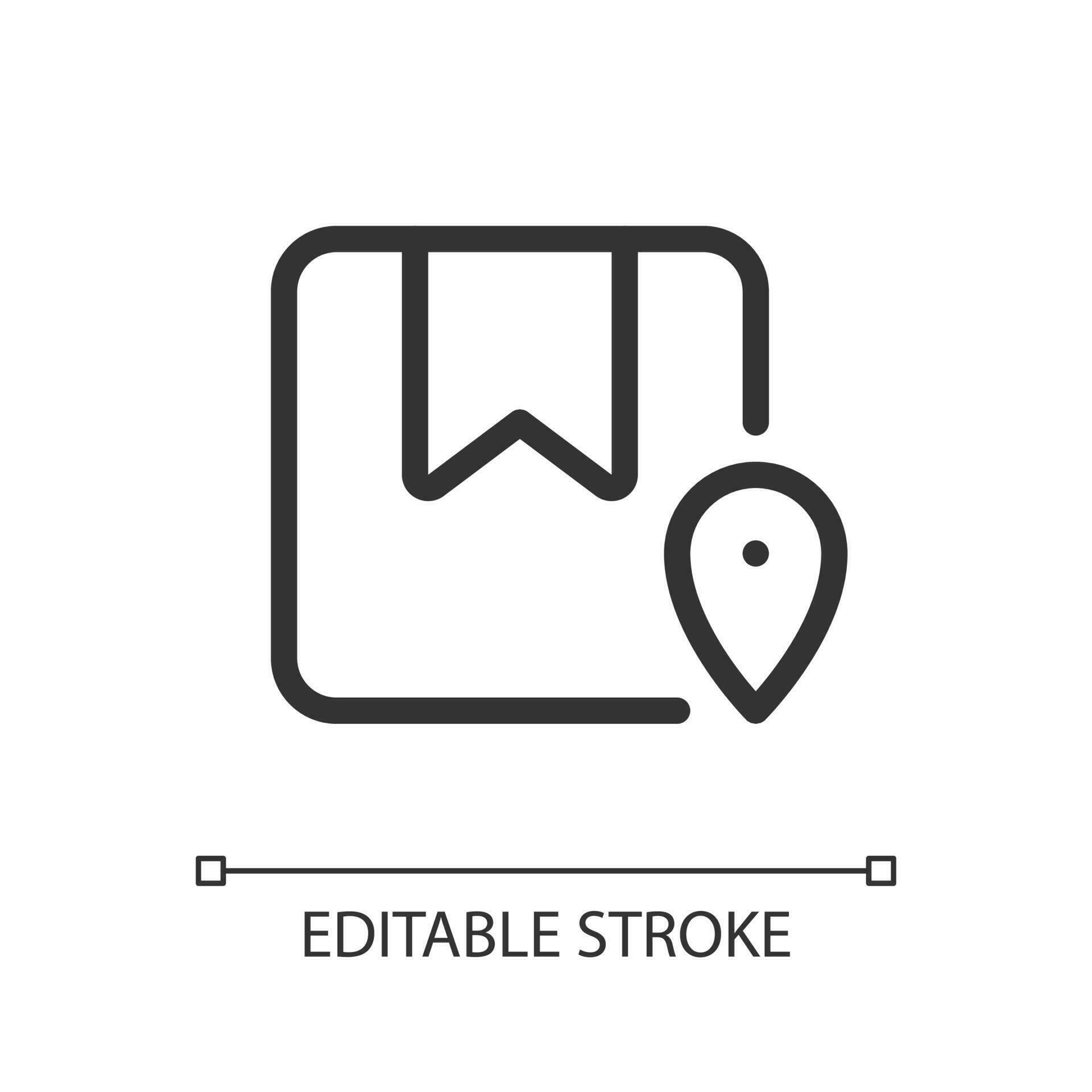 Track parcel pixel perfect linear ui icon. Find order. Address. Location pin and box GUI, UX ...