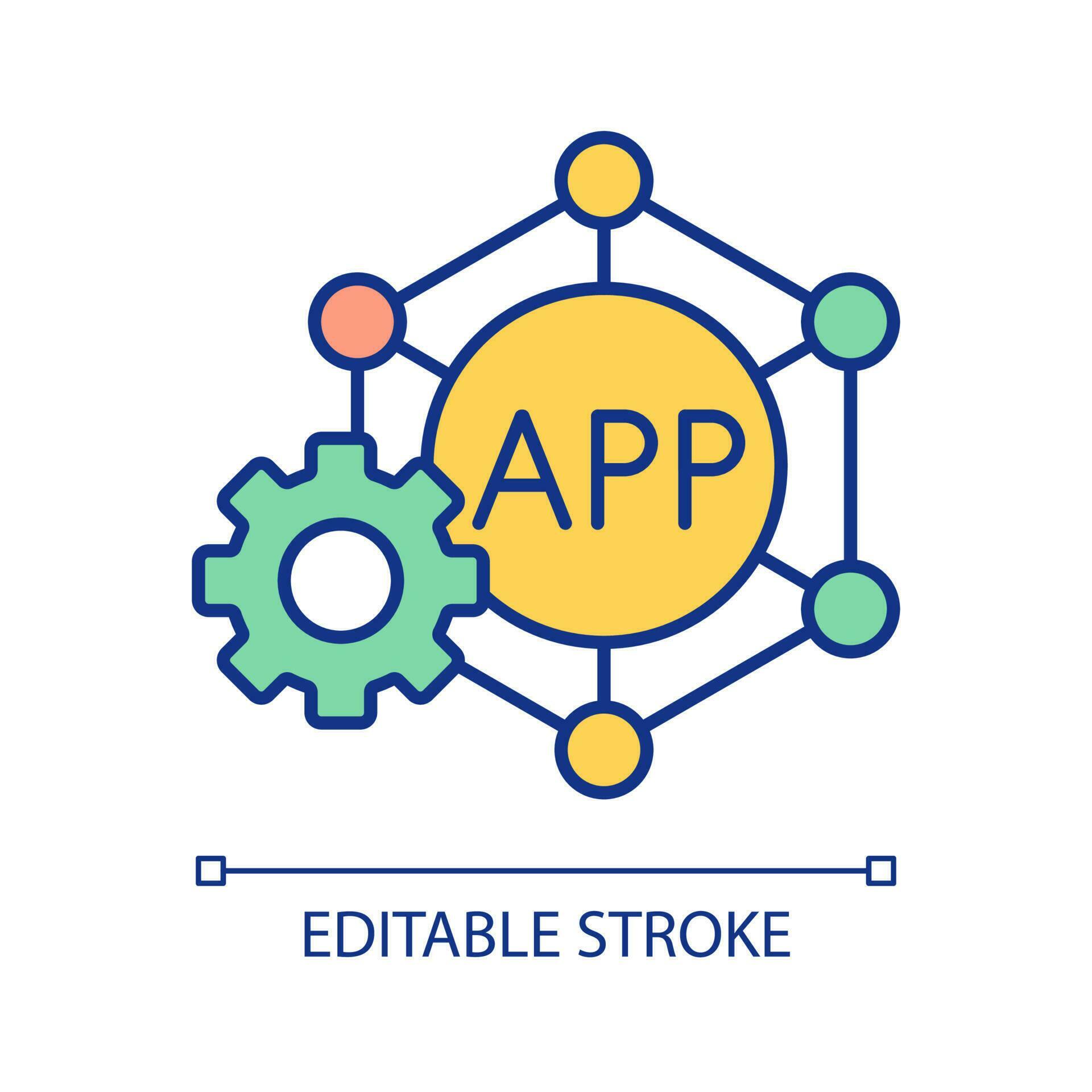 Network based application development RGB color icon. App software. Web settings. Digital ...