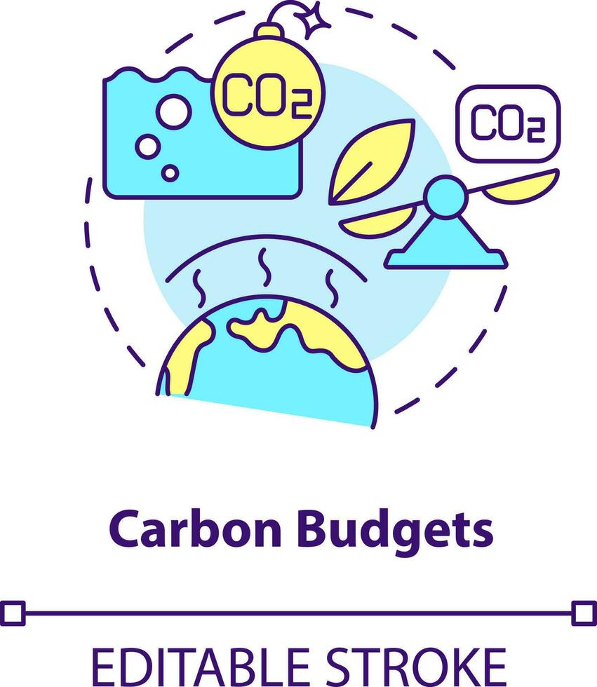 Carbon budgets concept icon. CO2 equivalent measure. Global net zero ...