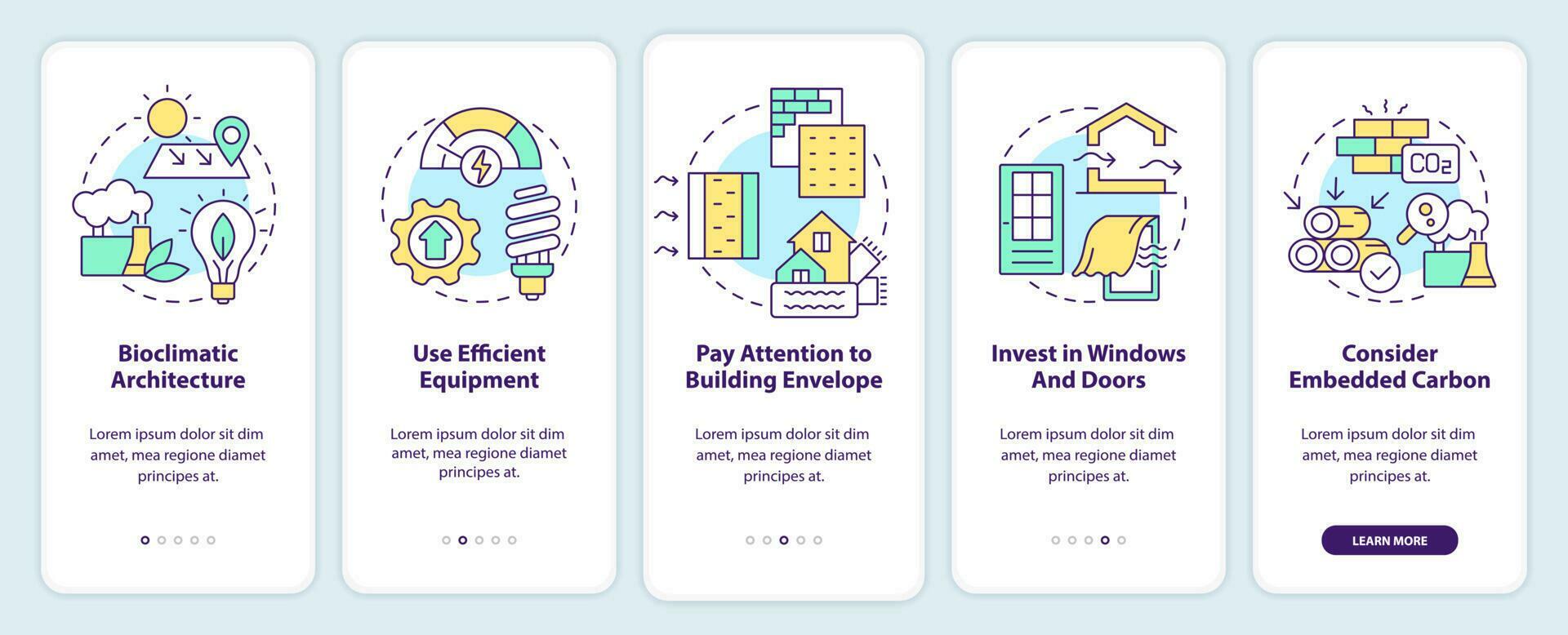 Net Zero Design Approach Onboarding Mobile App Screen Sustainability Walkthrough 5 Steps