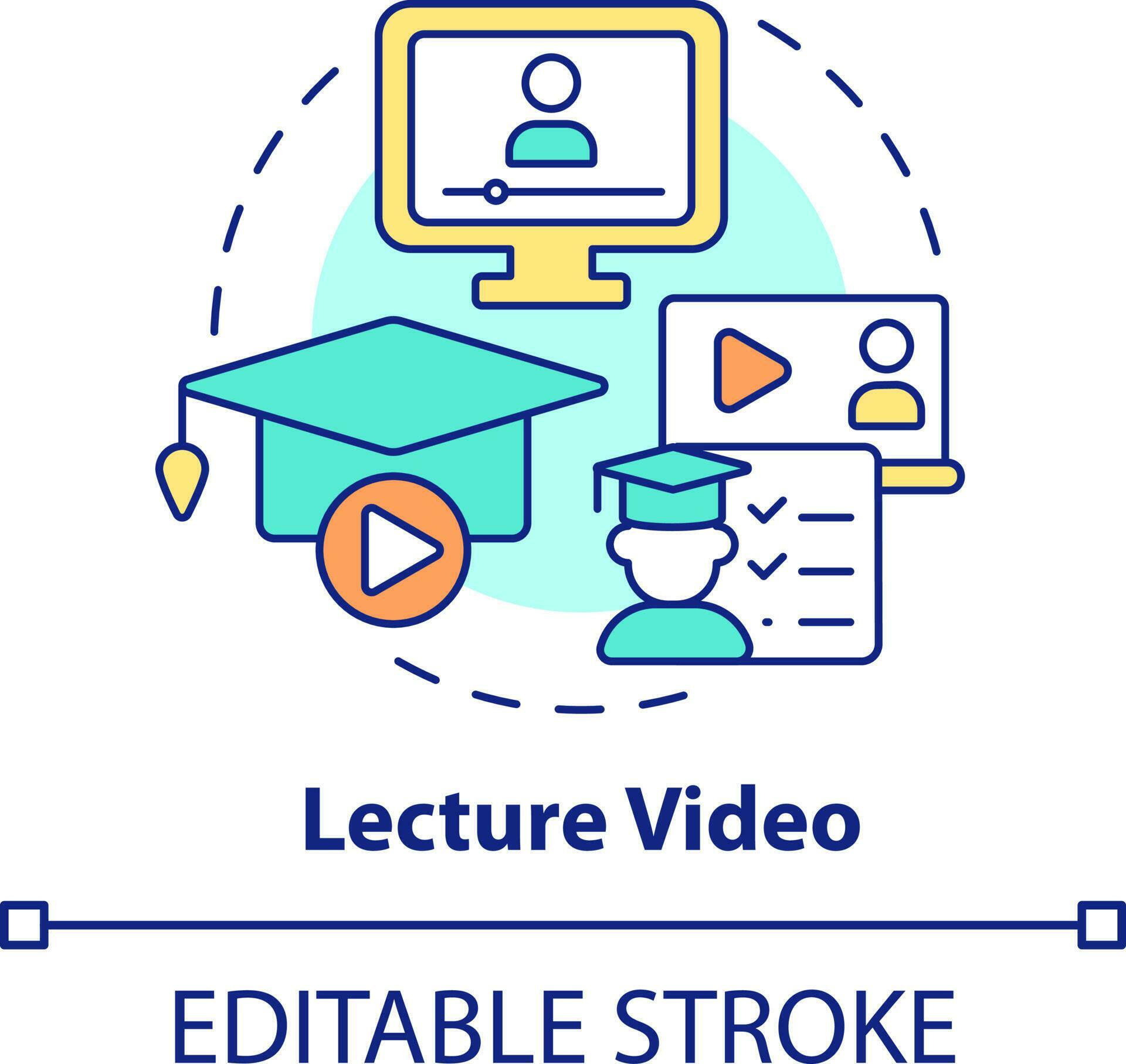 Lecture Video Concept Icon Microlearning Example Abstract Idea Thin Line Illustration