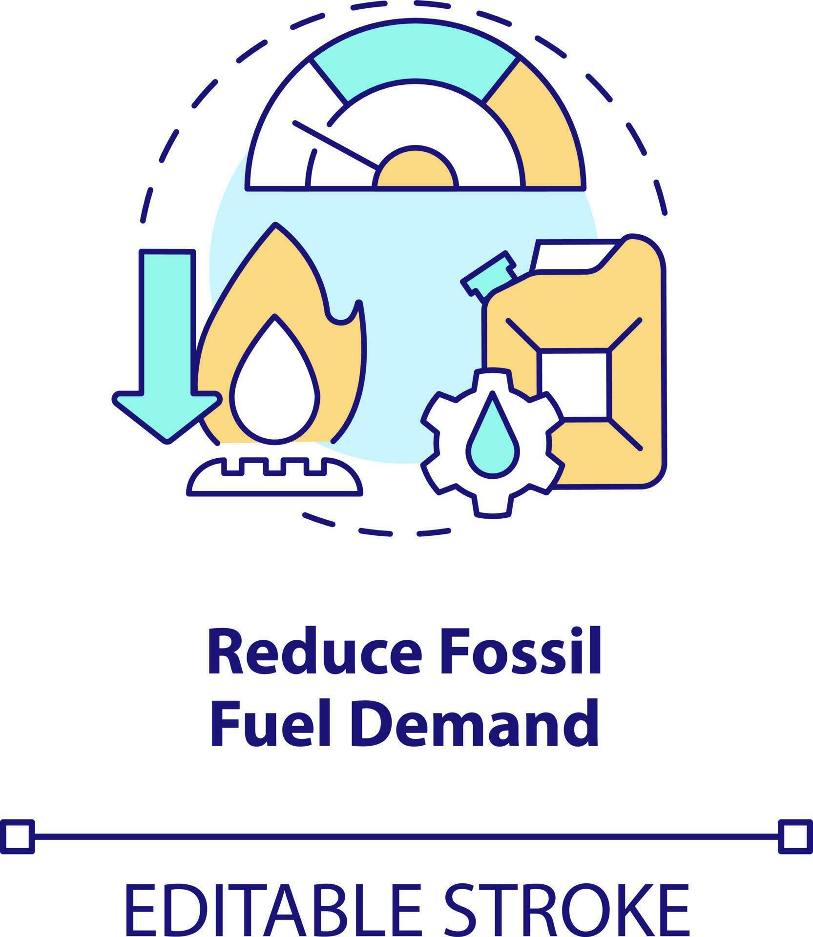Reduce fossil fuel demand concept icon. Net zero. Carbon removal strategy abstract idea thin ...