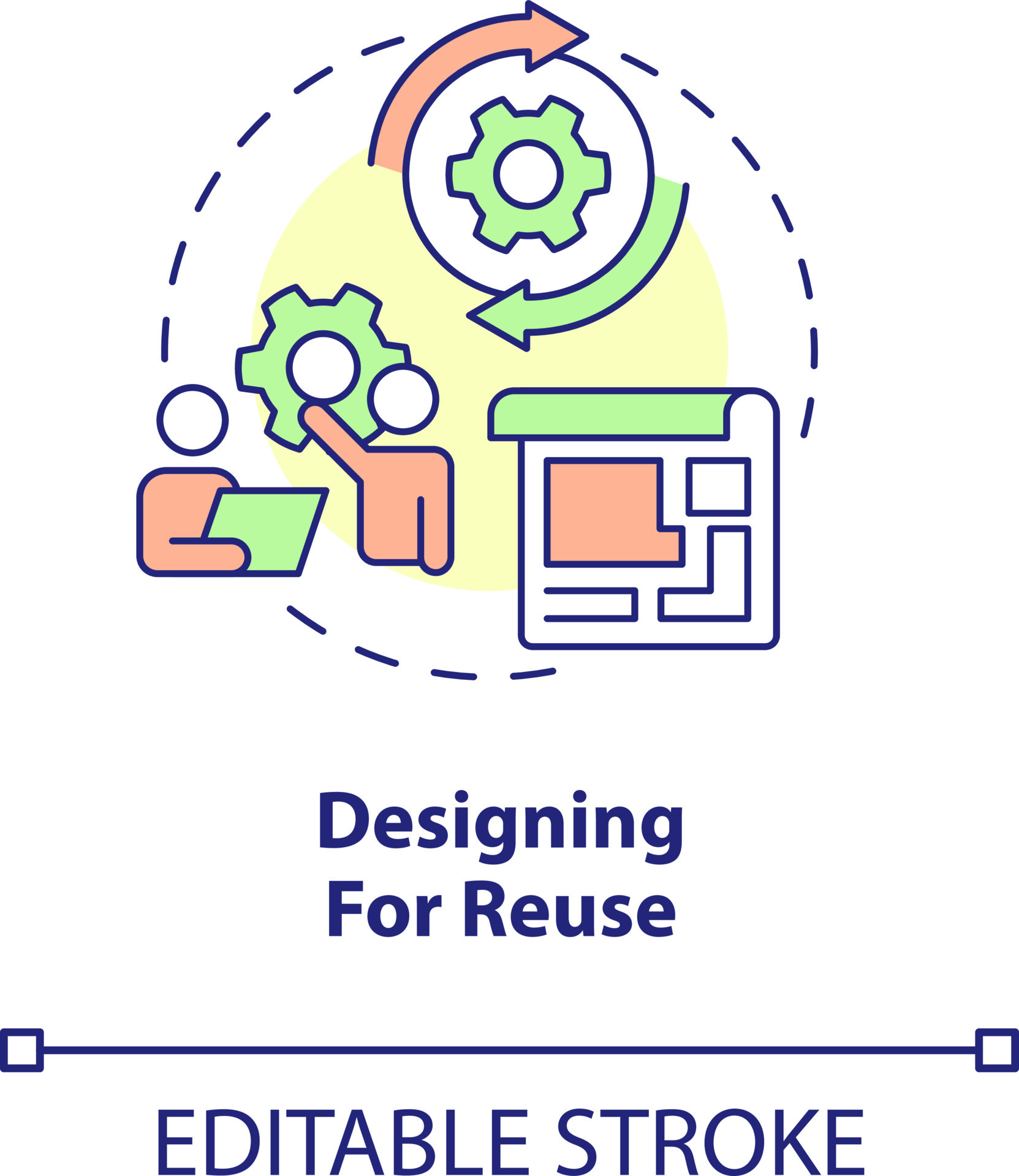 Designing for reuse concept icon. Reducing carbon pollution. Net zero ...