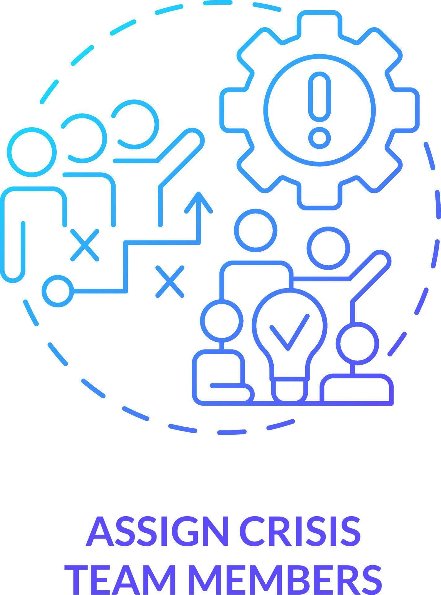 Assign crisis team members blue gradient concept icon. Empower ... Assign crisis team members blue gradient concept icon. Empower ...
