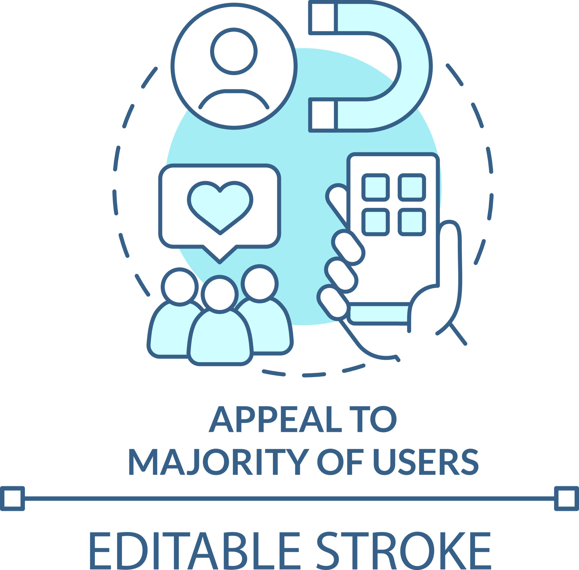 Appeal To Majority Of Users Turquoise Concept Icon Advantage Of Mobile