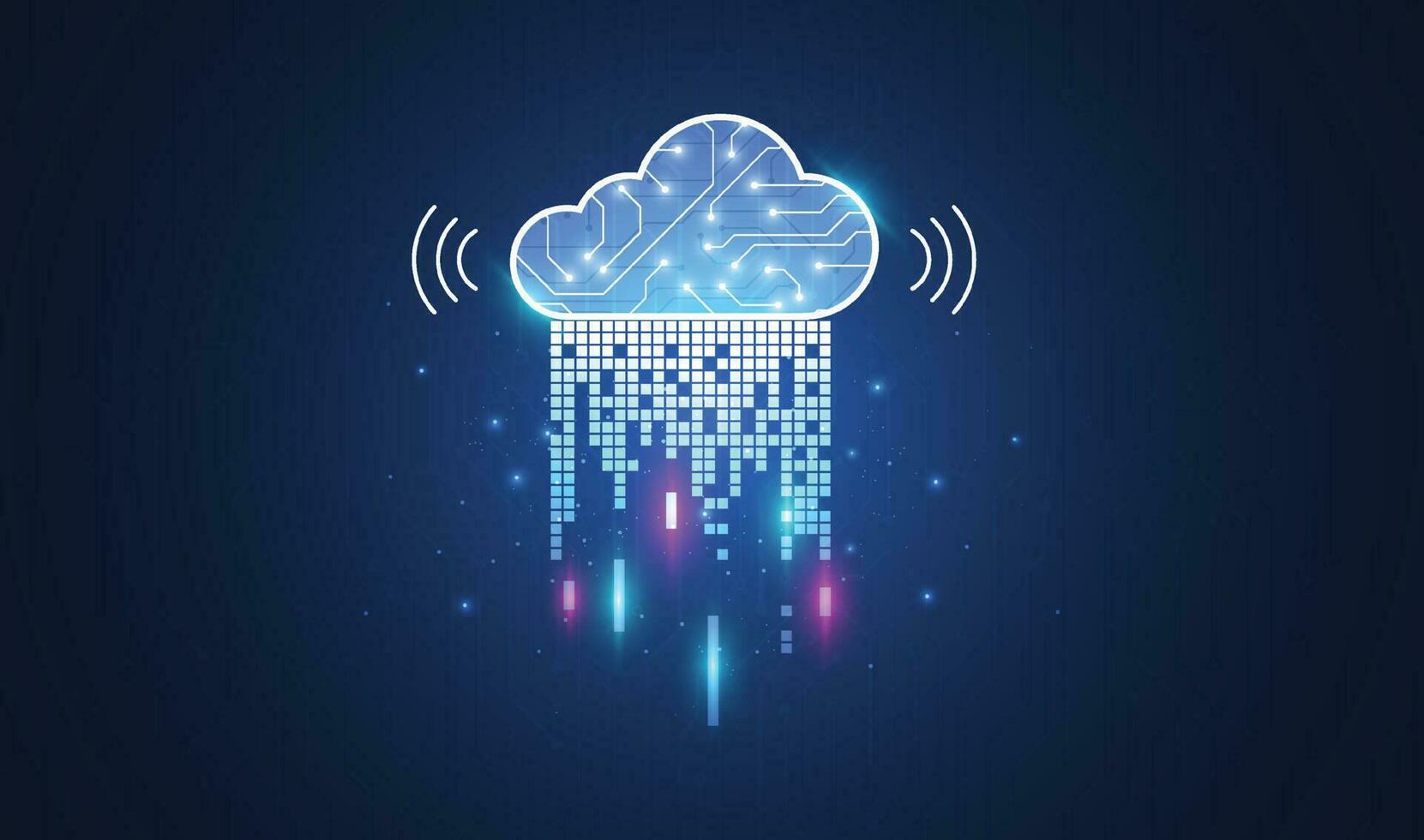 Cloud Computing Concept Design Digital Data Transform Download And Upload Cloud Technology