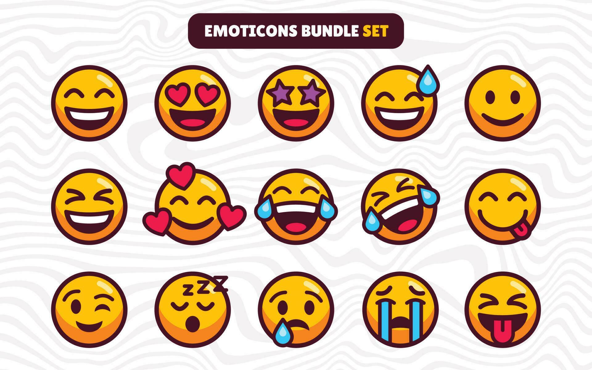 Icon set of cute emoticons illustration in flat cartoon style 23788332 ...