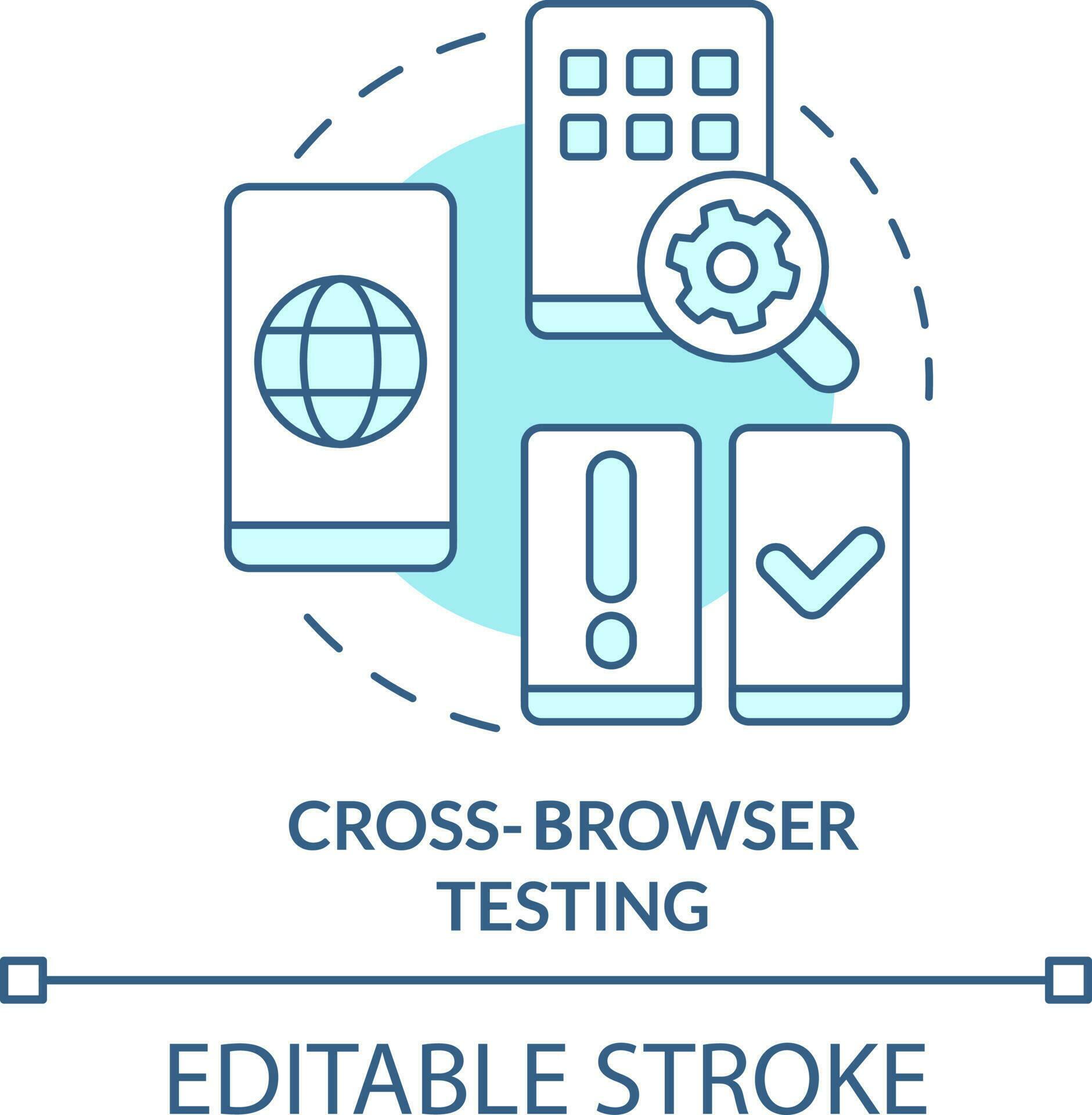 Cross Browser Testing Turquoise Concept Icon Different Browsers Mobile Design Test Abstract