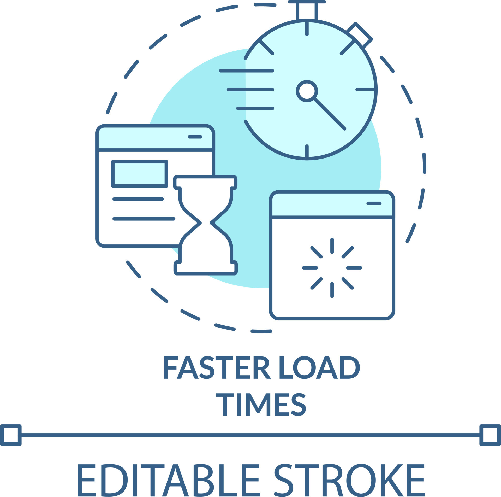 Faster Load Times Turquoise Concept Icon Advantage Of Mobile First Design Abstract Idea Thin