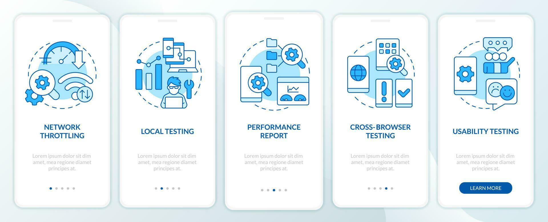 Mobile first design testing blue onboarding mobile app screen ...