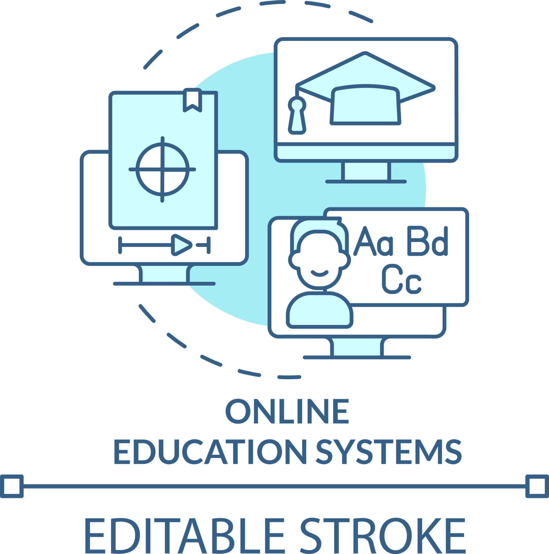 Online Education Systems Turquoise Concept Icon Internet Platform Business Trend Abstract Idea