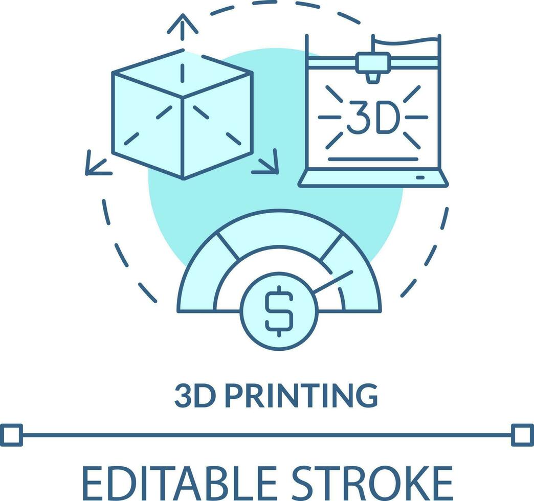 Three Dimensional Printing Turquoise Concept Icon Innovation Future