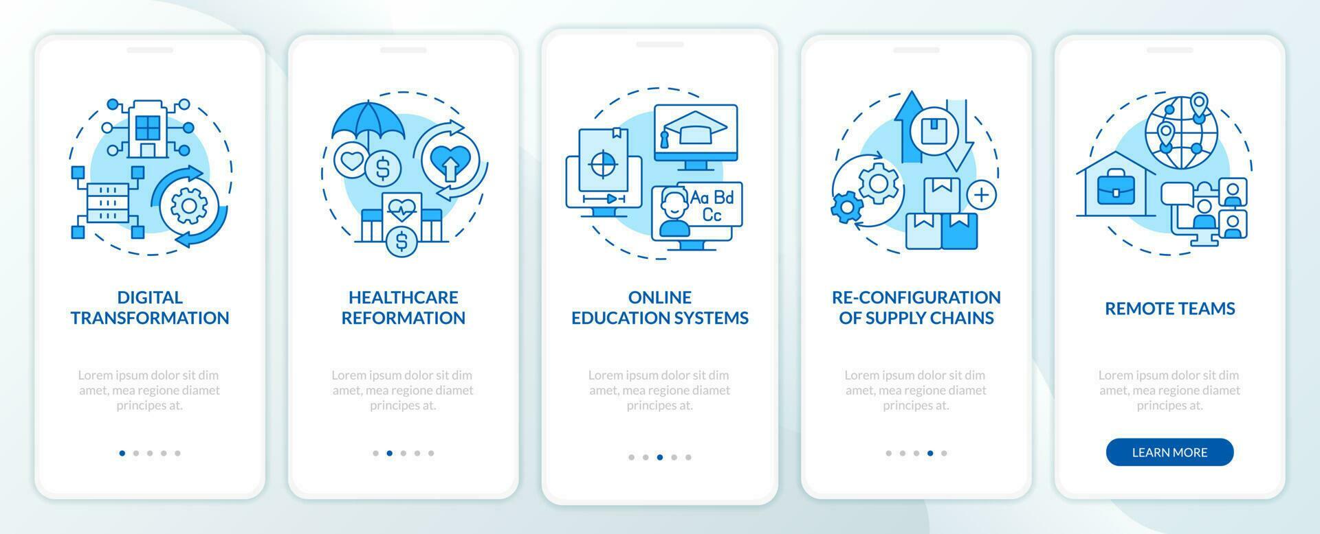 Business trends blue onboarding mobile app screen. Digitalization ...
