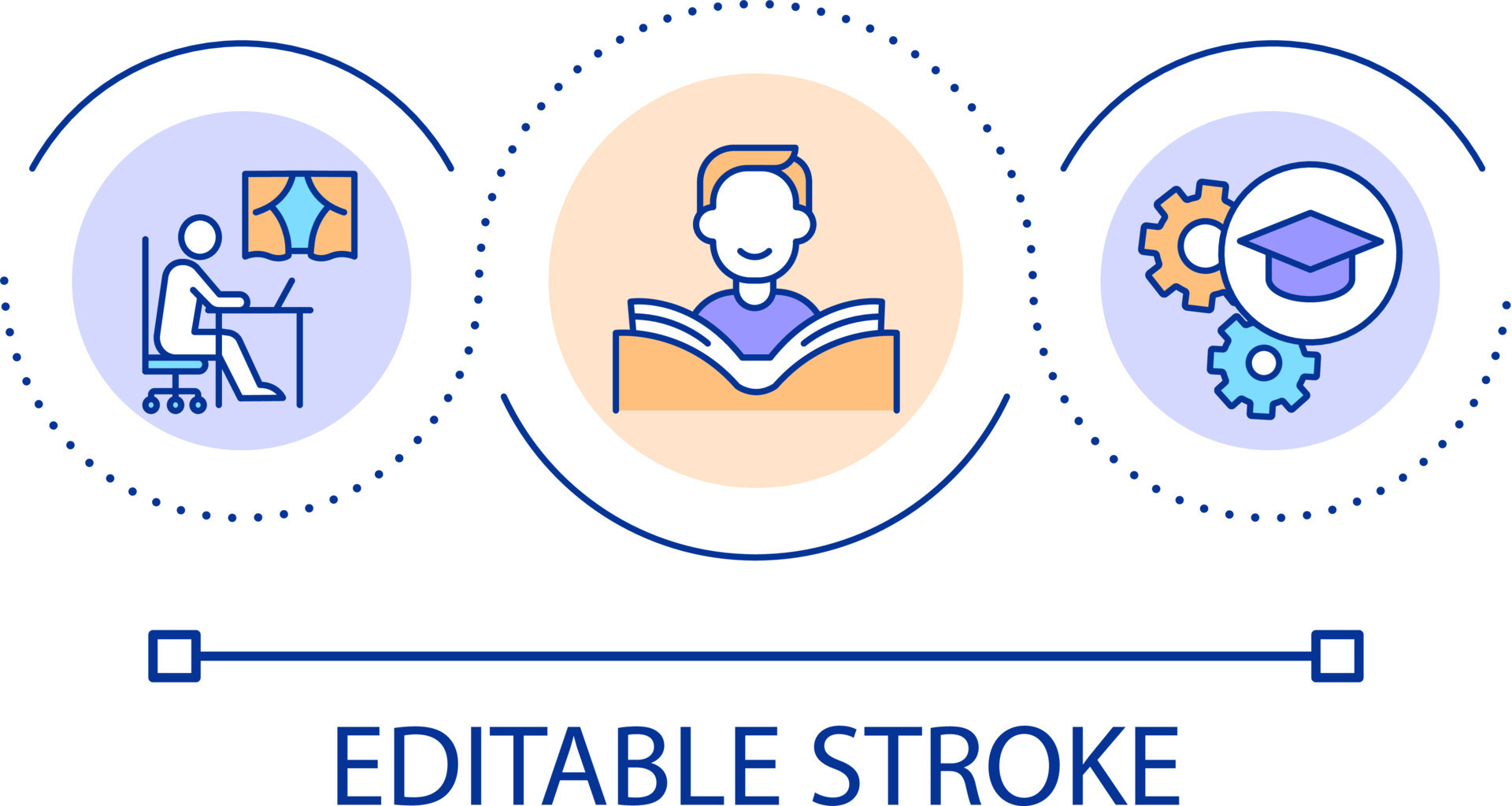 Home education loop concept icon. remote and distant learning. Gain ...