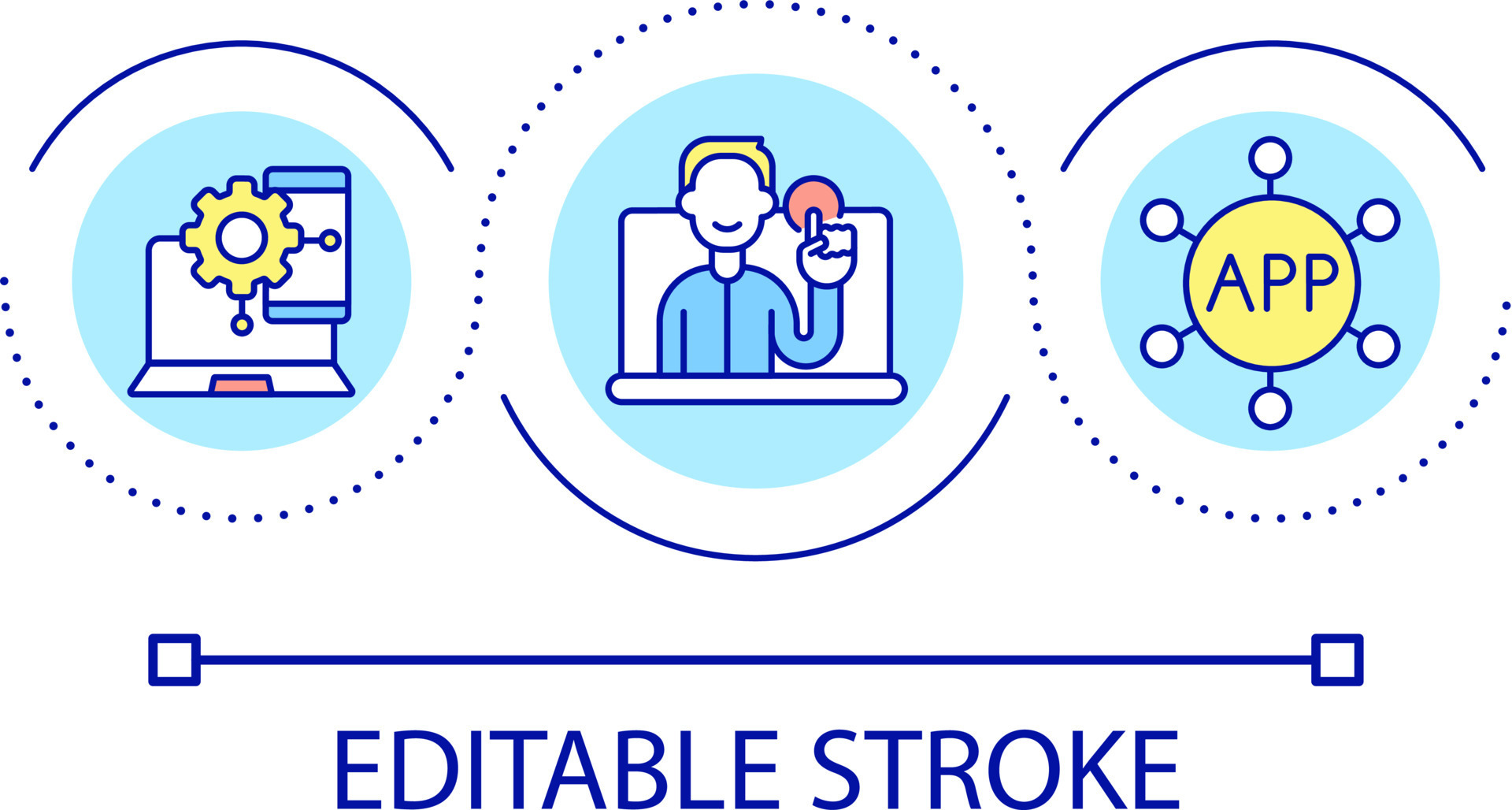 App development instructional video loop concept icon. Online learning ...