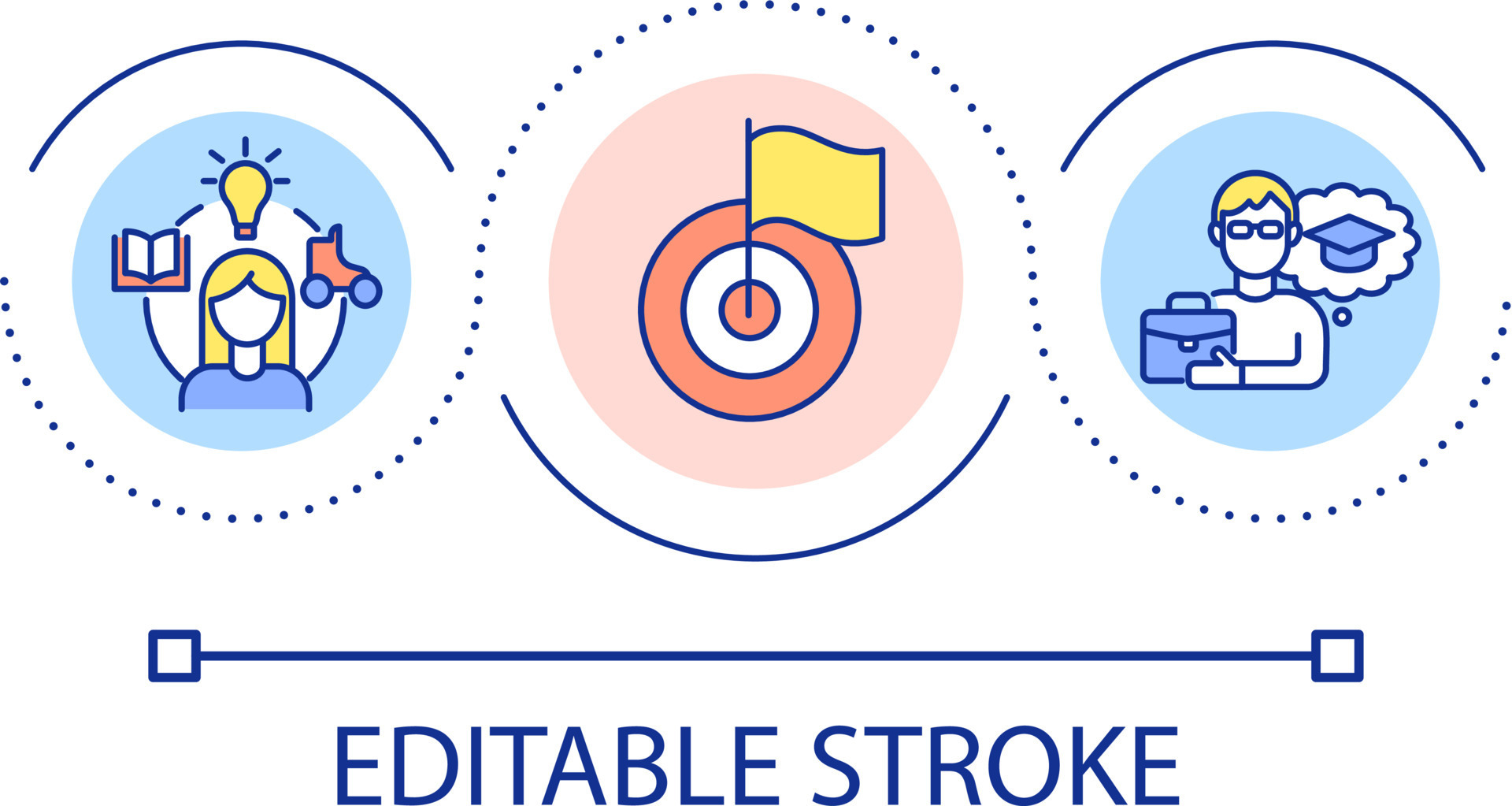 Career and hobbies loop concept icon. Life and work balance. Set ...