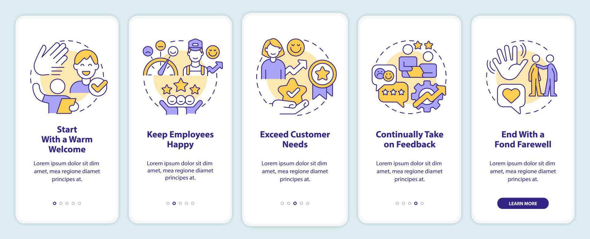 Practices In Hospitality Customer Service Onboarding Mobile App Screen