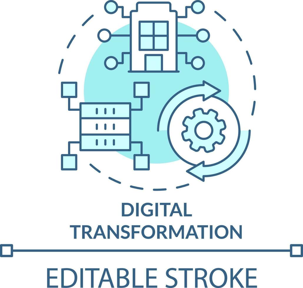 Digital transformation turquoise concept icon. IT modernization ...