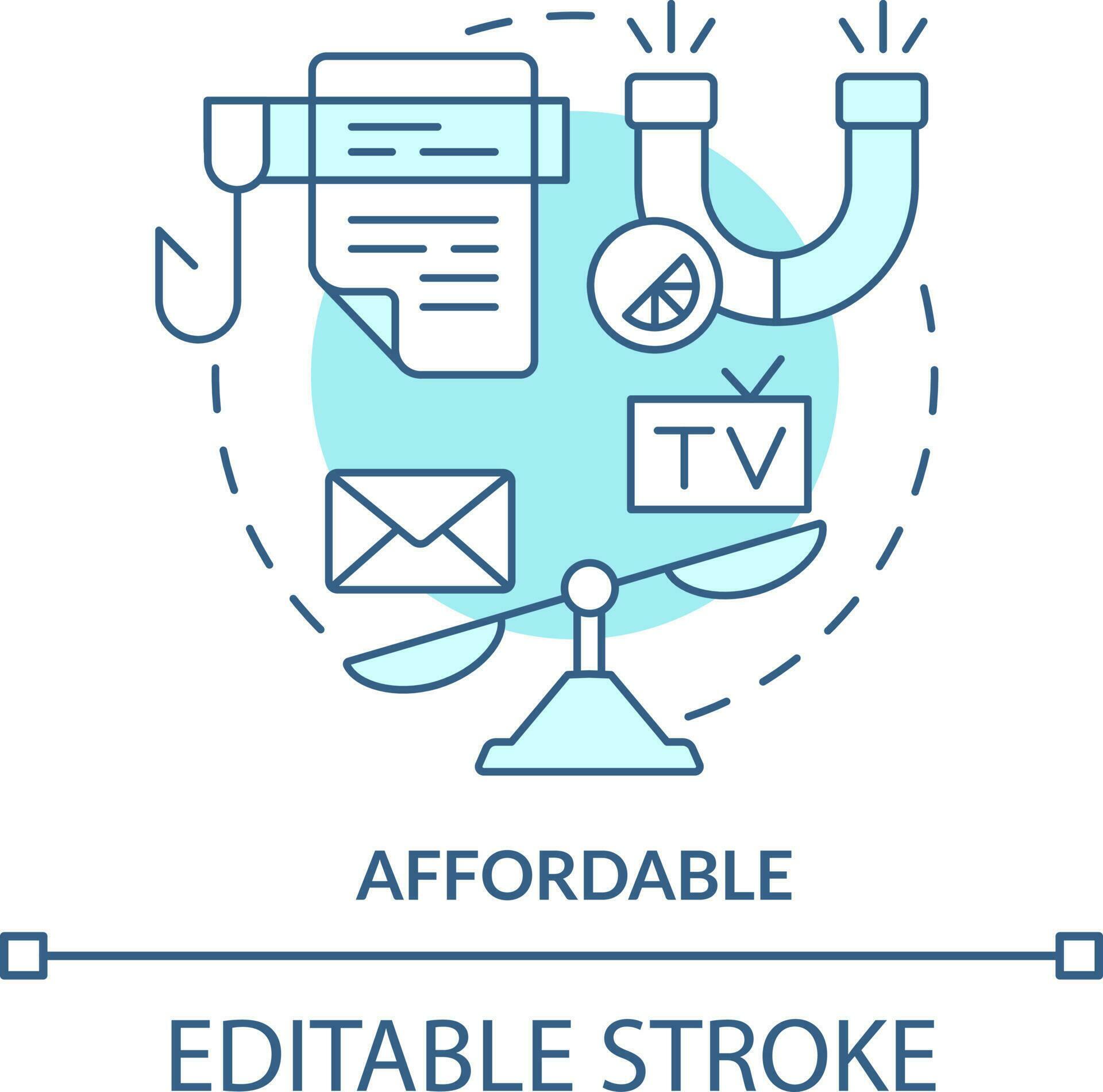 Affordable turquoise concept icon. Cost efficiency. Benefit of direct ... Affordable turquoise concept icon. Cost efficiency. Benefit of direct ...