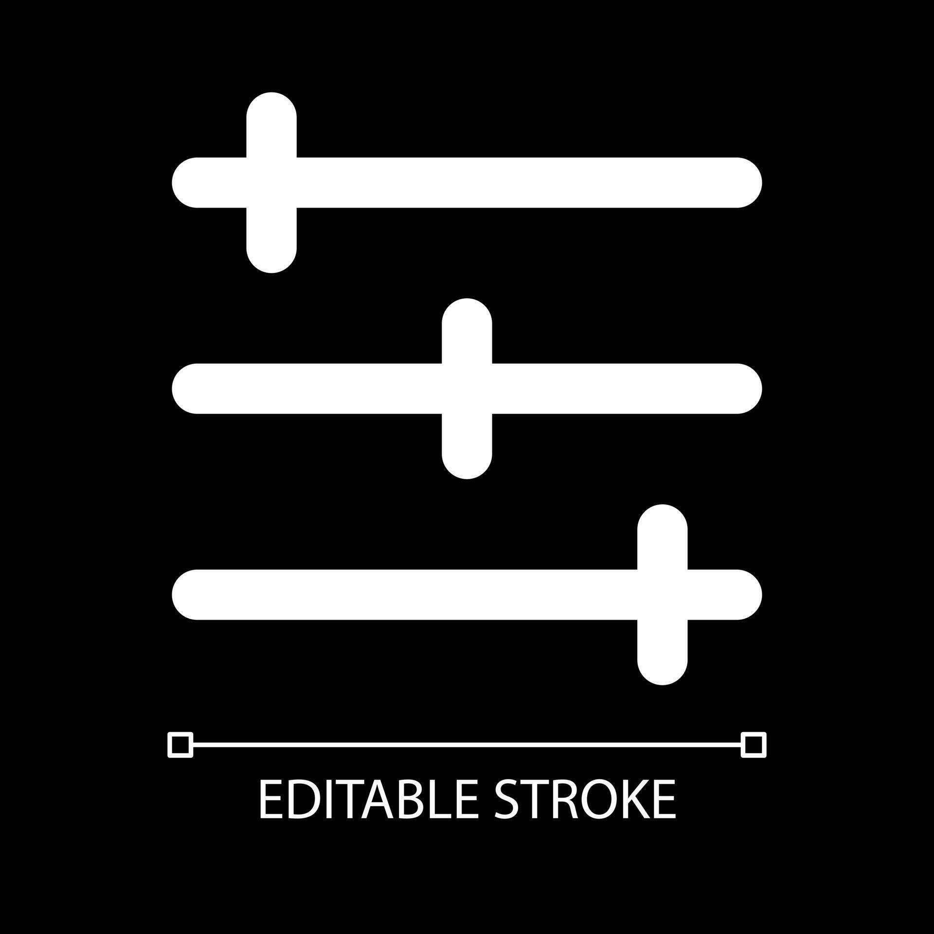 Configuration options white linear ui icon for dark theme. Personalize and adjust. Control tool ...