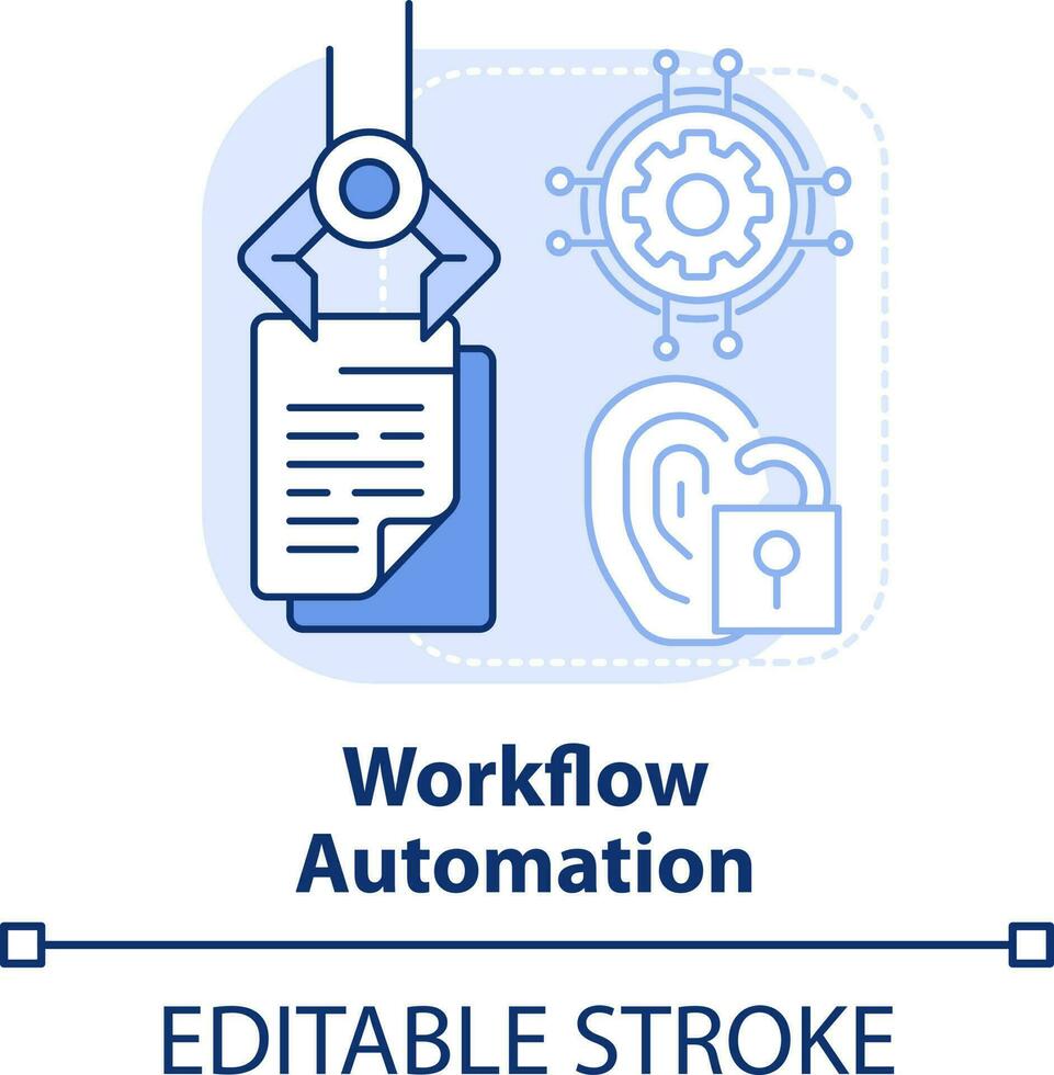 Workflow automation light blue concept icon. Manage identities abstract idea thin line ...