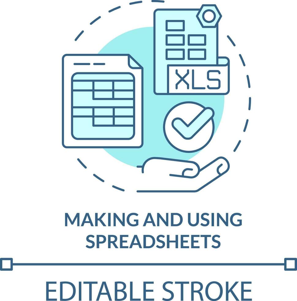 Making And Using Spreadsheets Turquoise Concept Icon Critical Thinking Skill Abstract Idea Thin